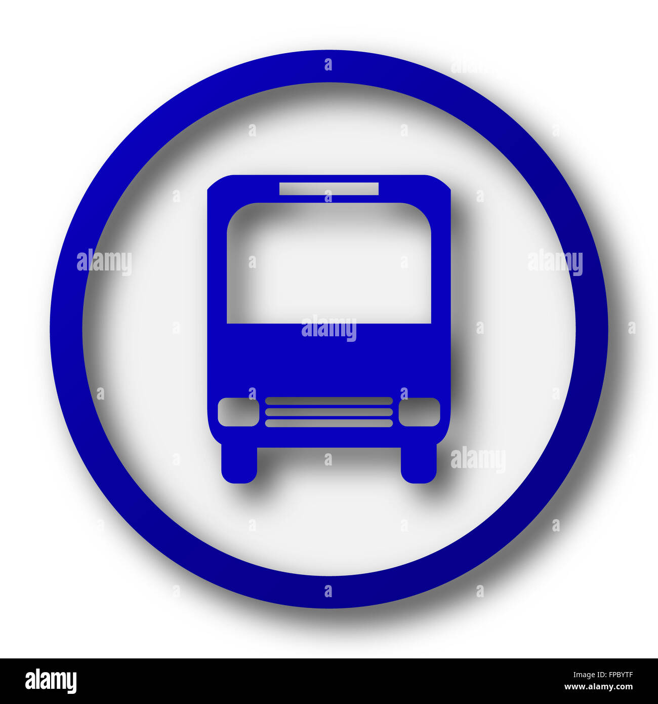 Bus icon. Blue internet button on white background Stock Photo - Alamy