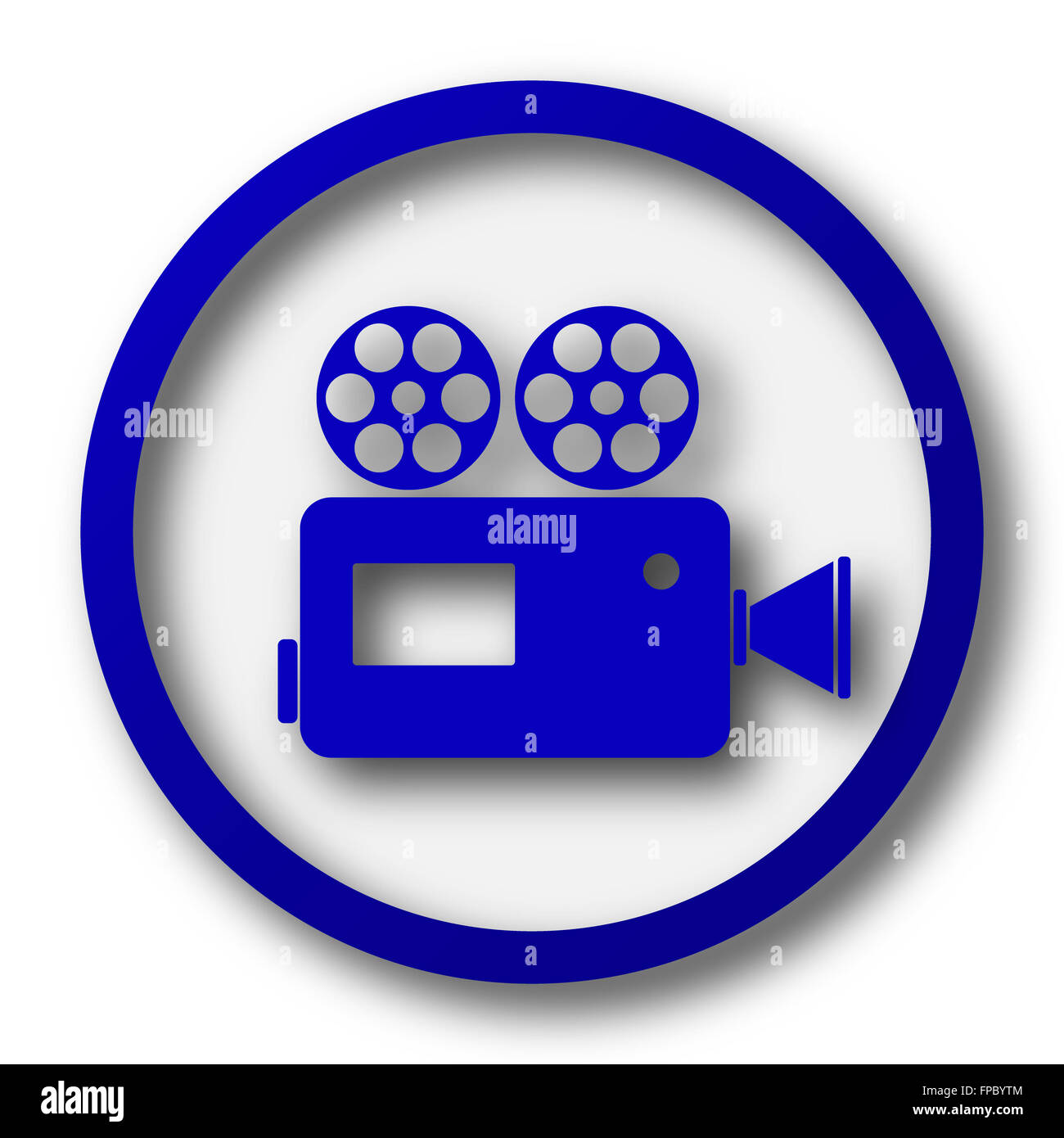Video camera icon. Blue internet button on white background Stock Photo ...