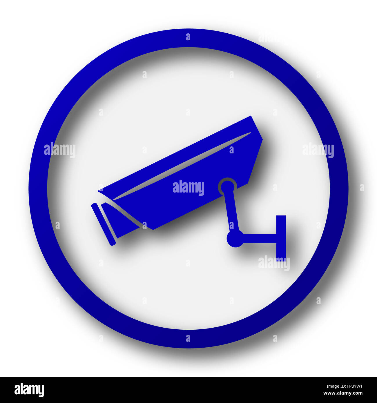 Surveillance camera icon. Blue internet button on white background ...
