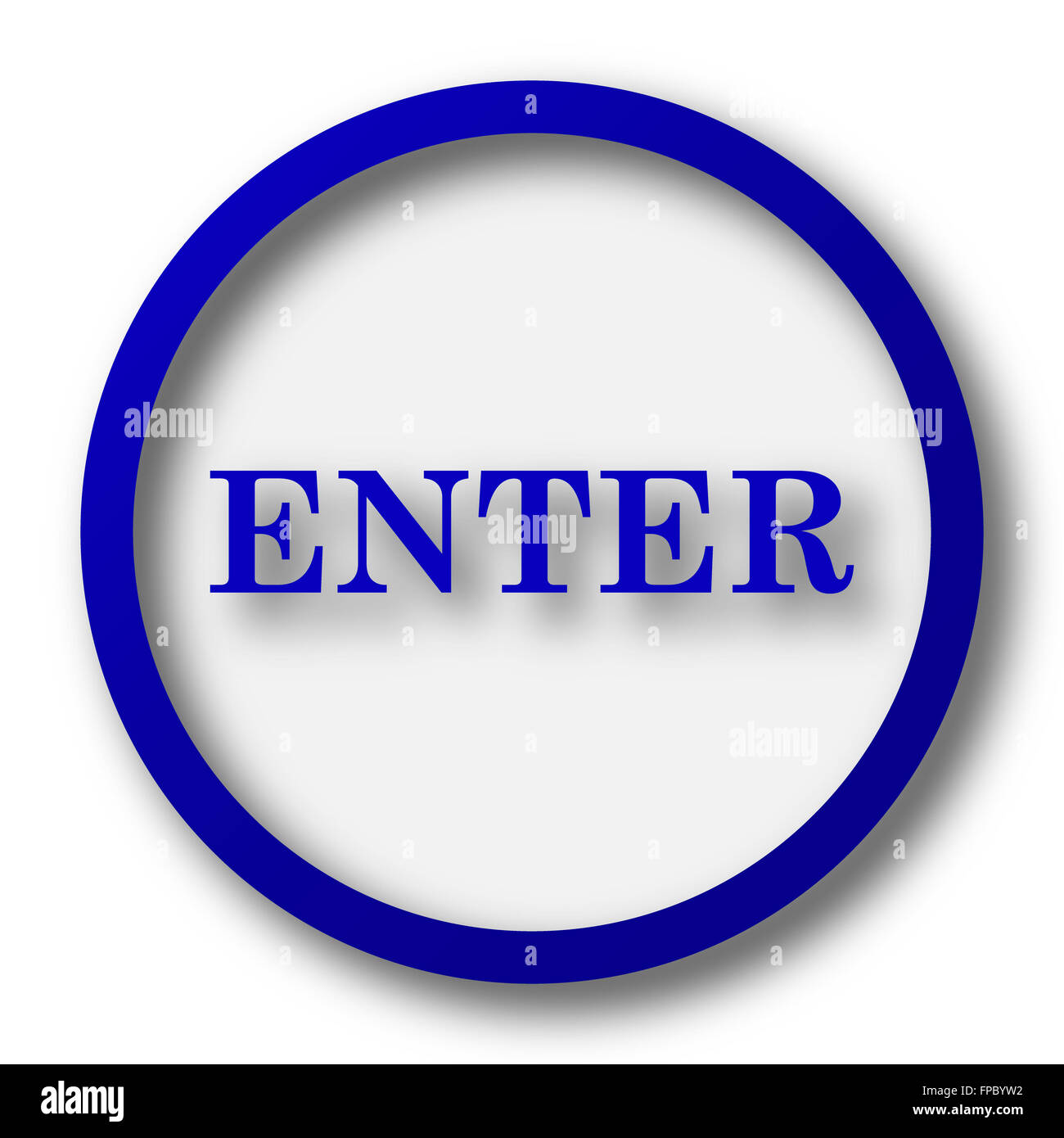 Enter icon. Blue internet button on white background Stock Photo - Alamy