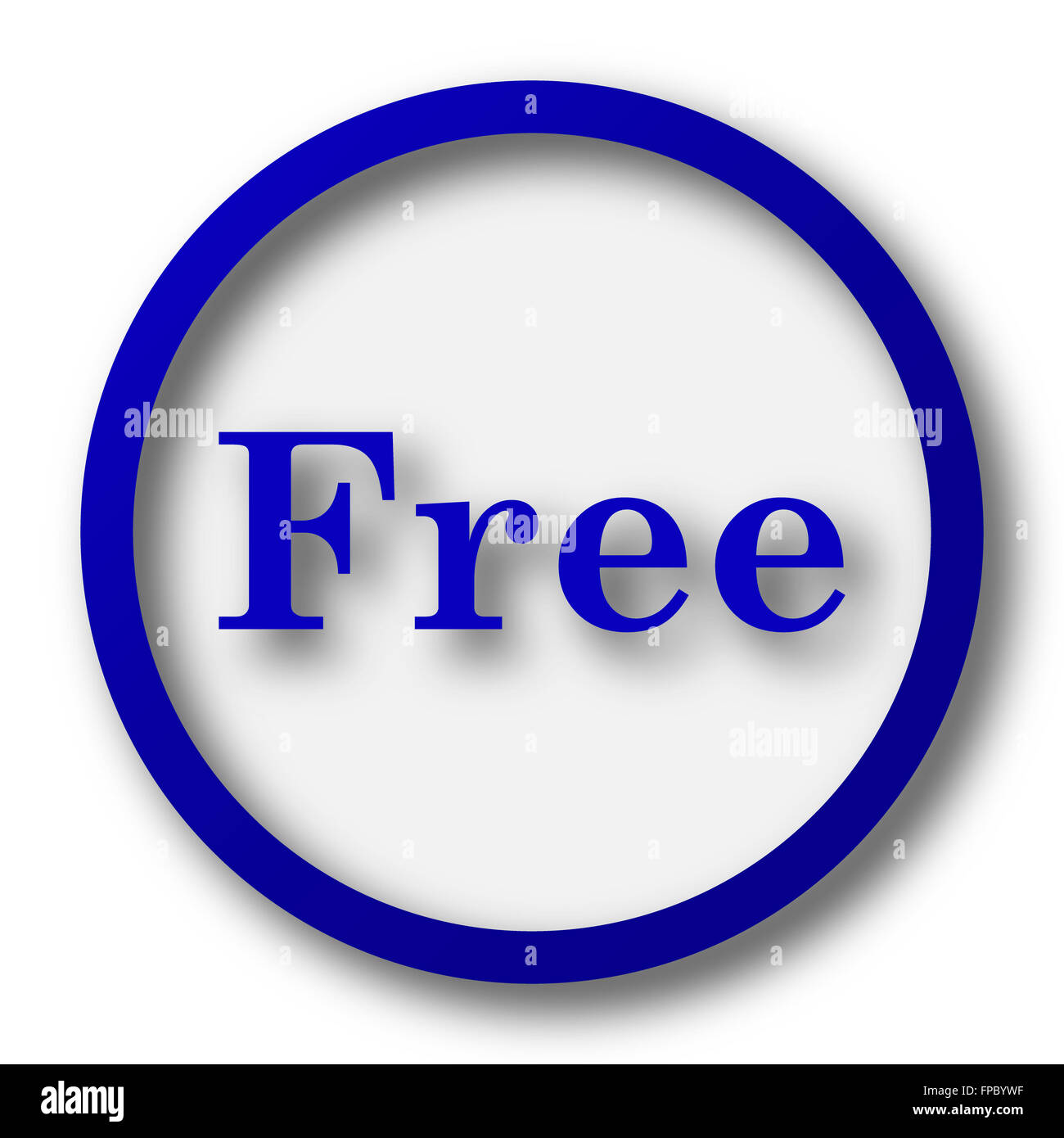 Free icon. Blue internet button on white background Stock Photo - Alamy
