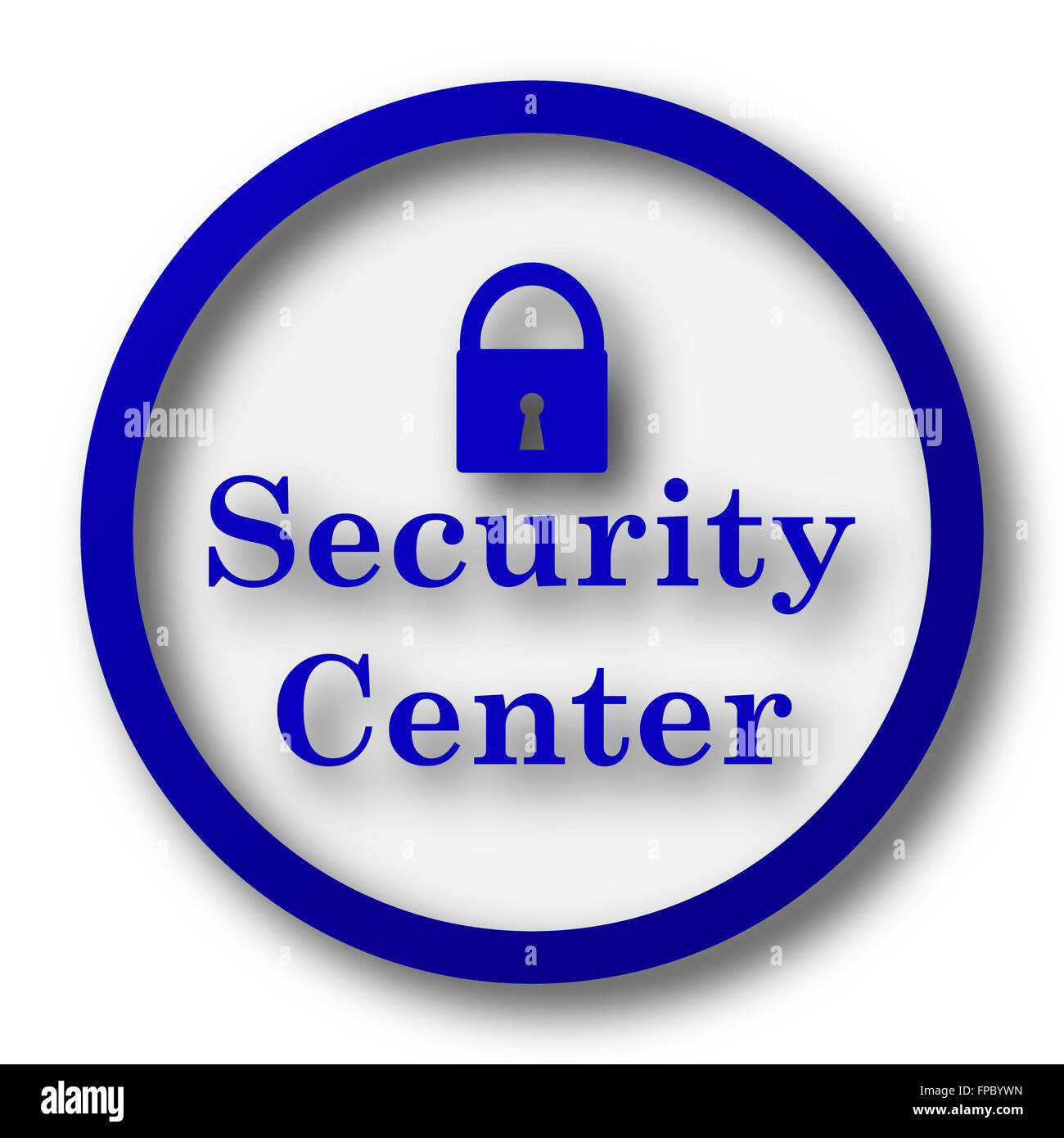 Security center icon. Blue internet button on white background Stock ...