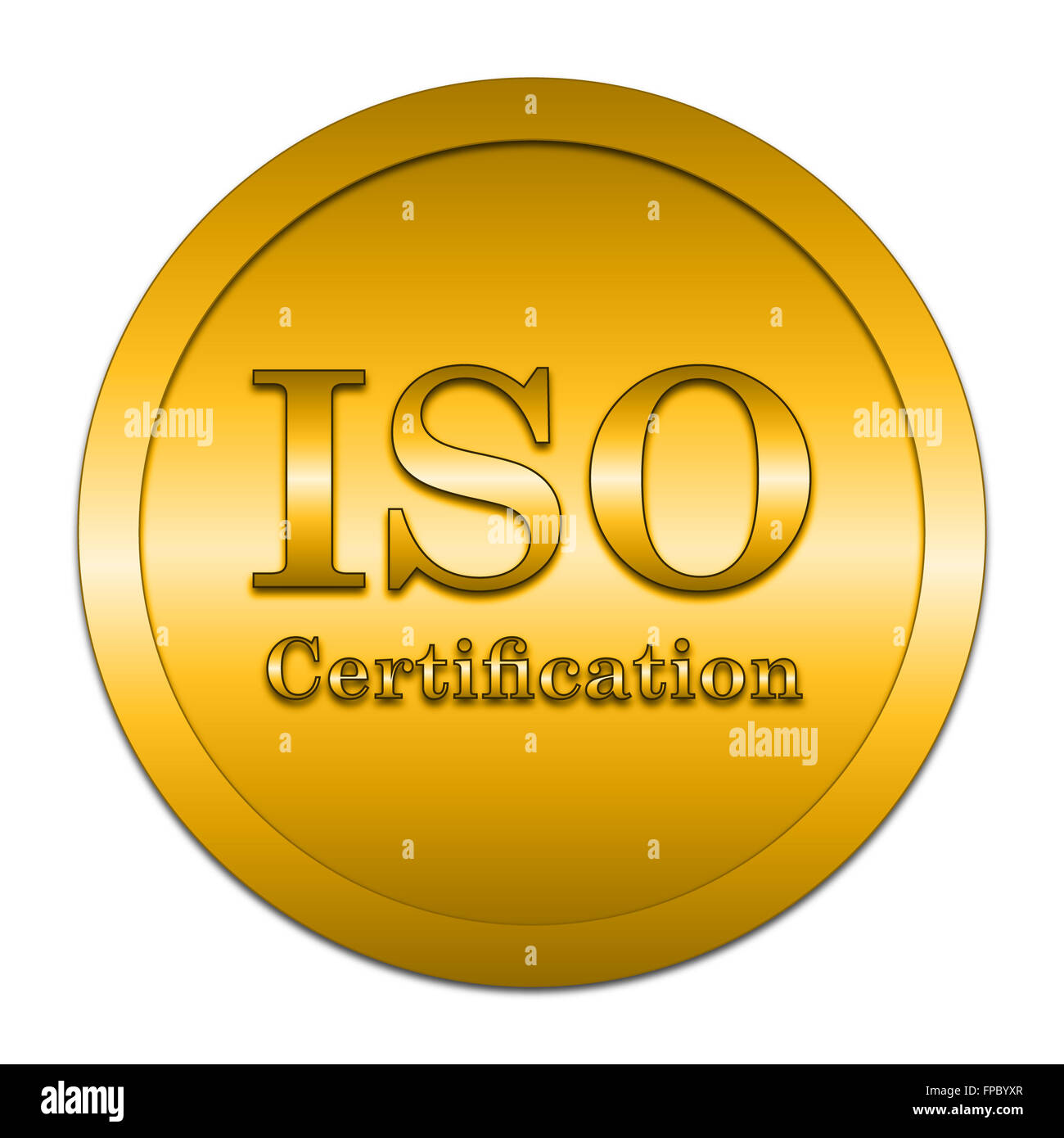 ISO certification icon. Internet button on white background Stock Photo ...