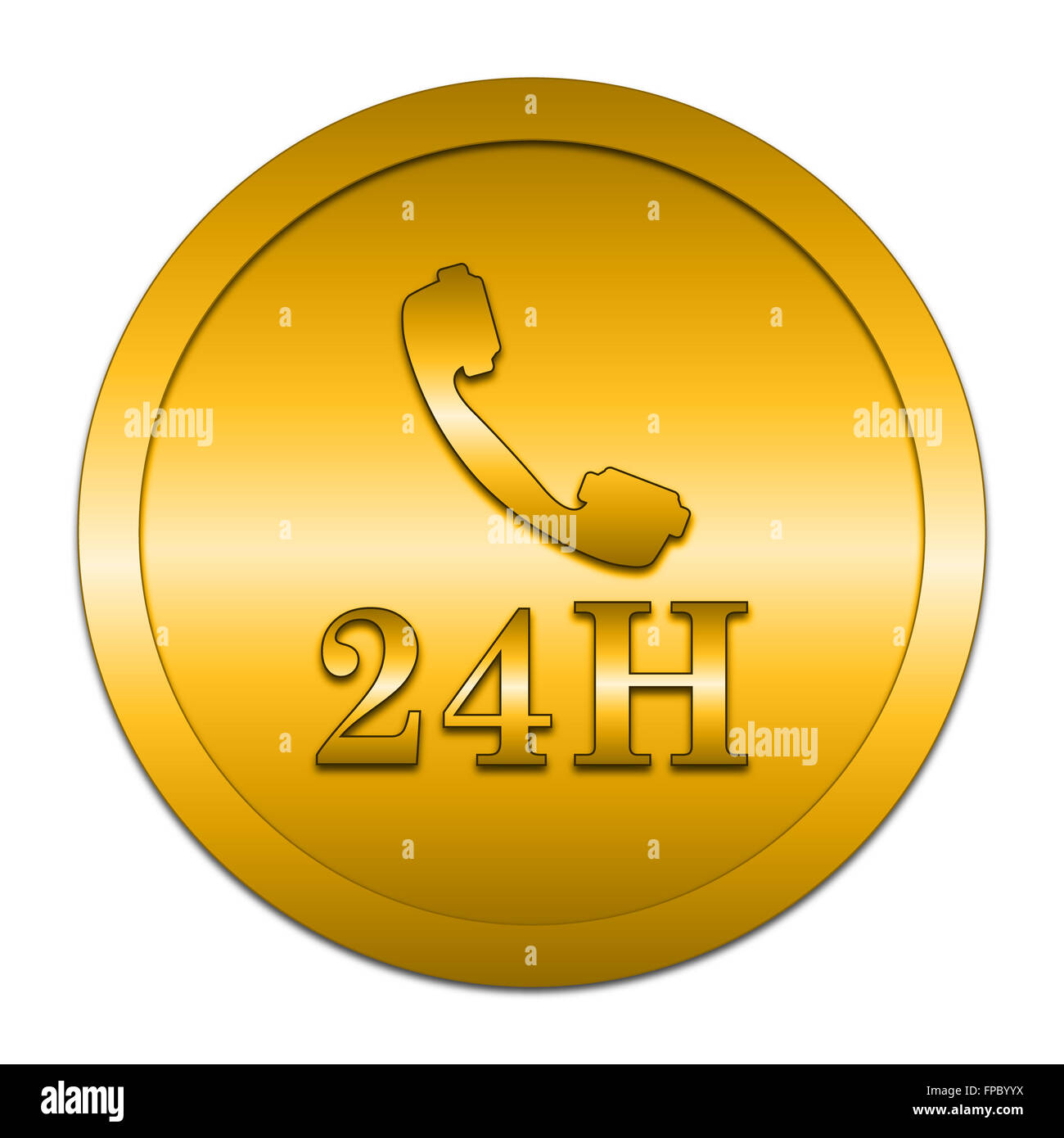 24H phone icon. Internet button on white background Stock Photo - Alamy