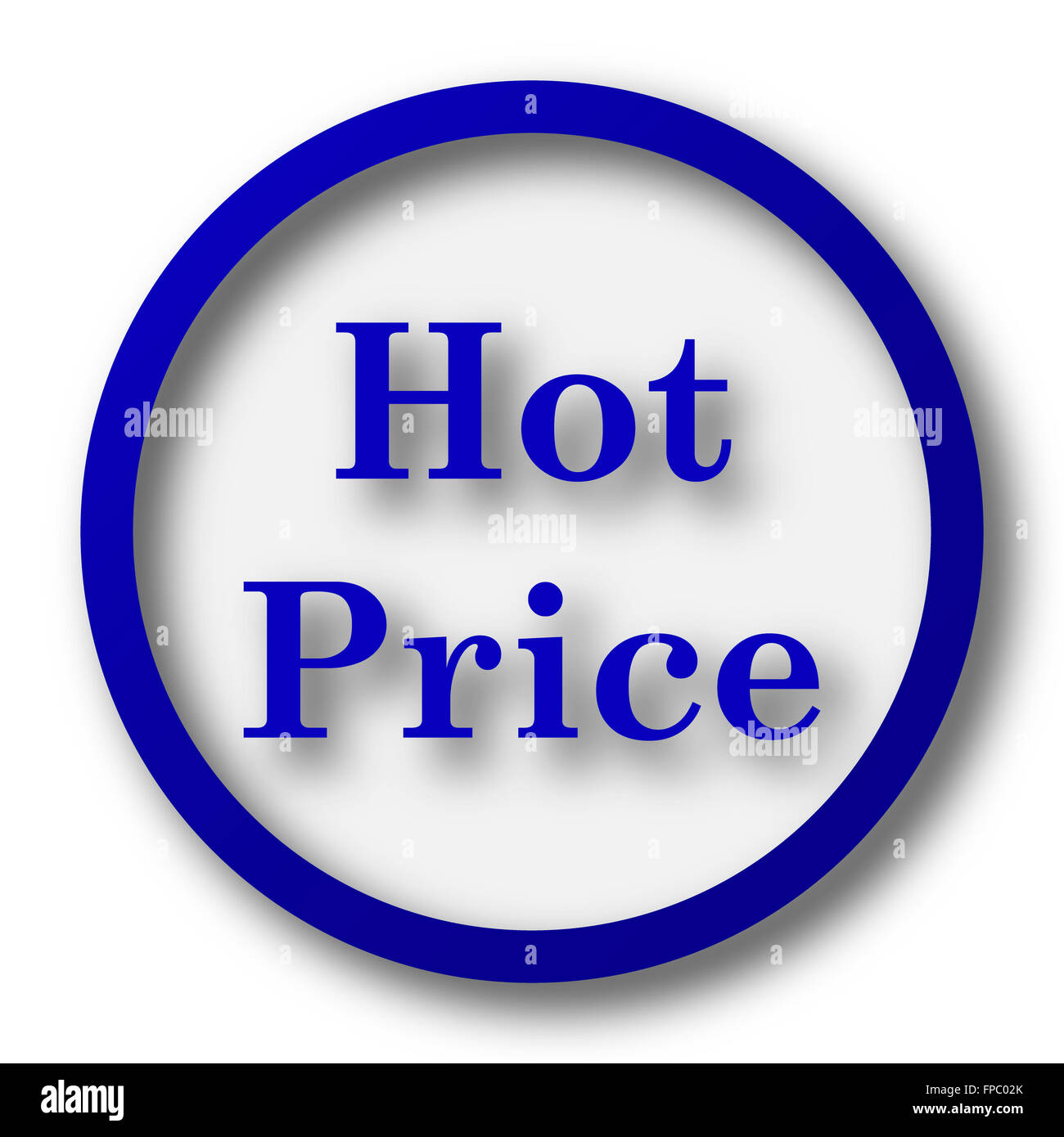 Hot price icon. Blue internet button on white background Stock Photo ...