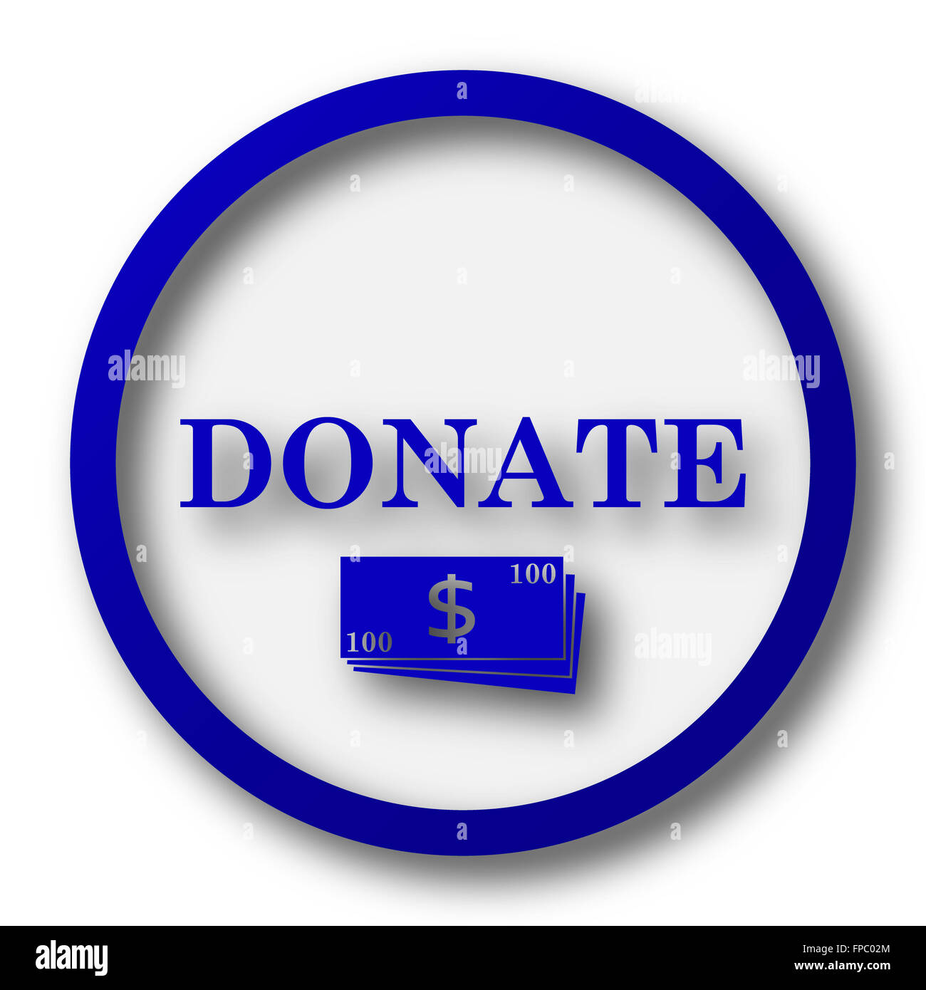 Donate icon. Blue internet button on white background Stock Photo - Alamy