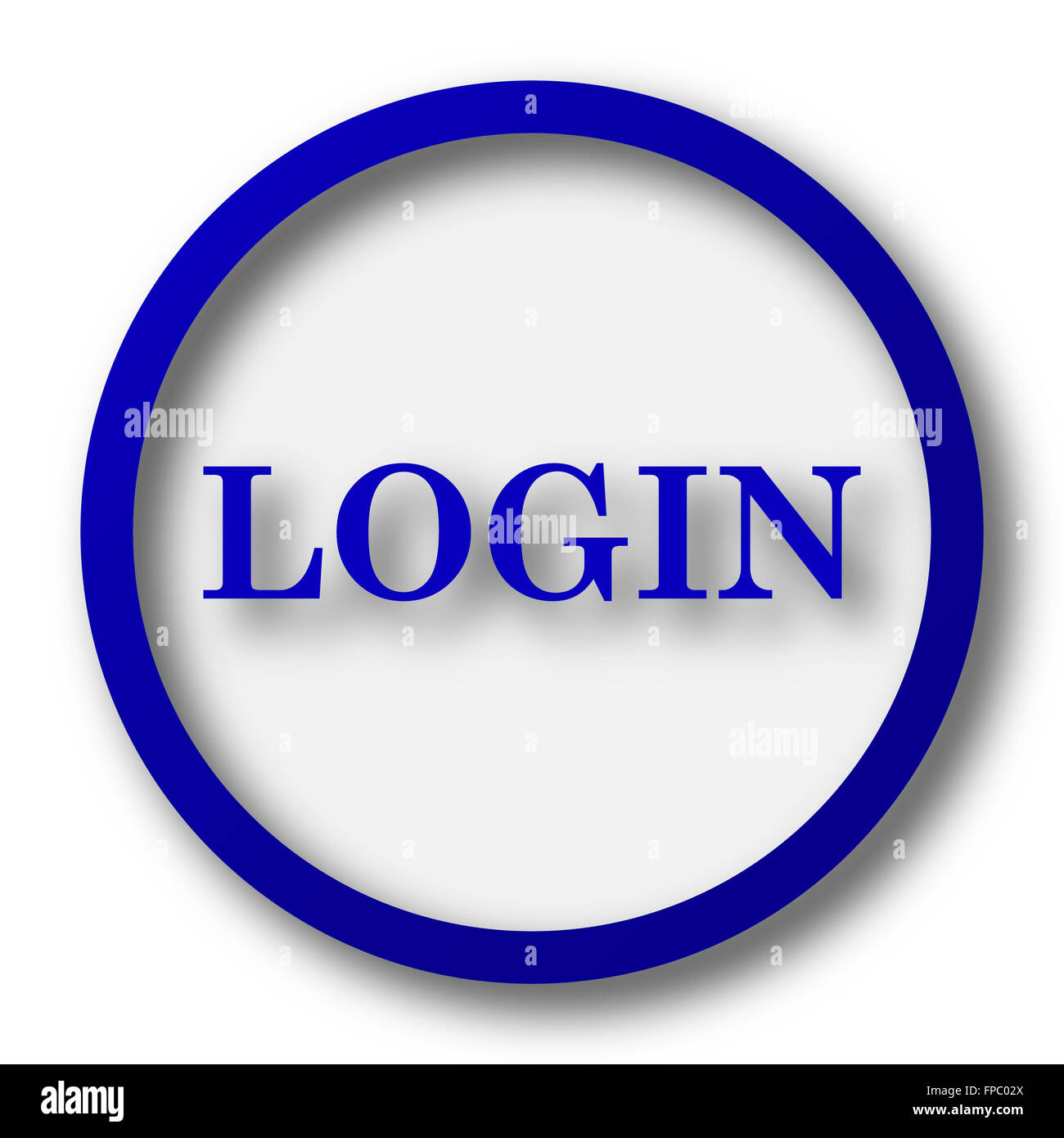 Login icon. Blue internet button on white background Stock Photo - Alamy