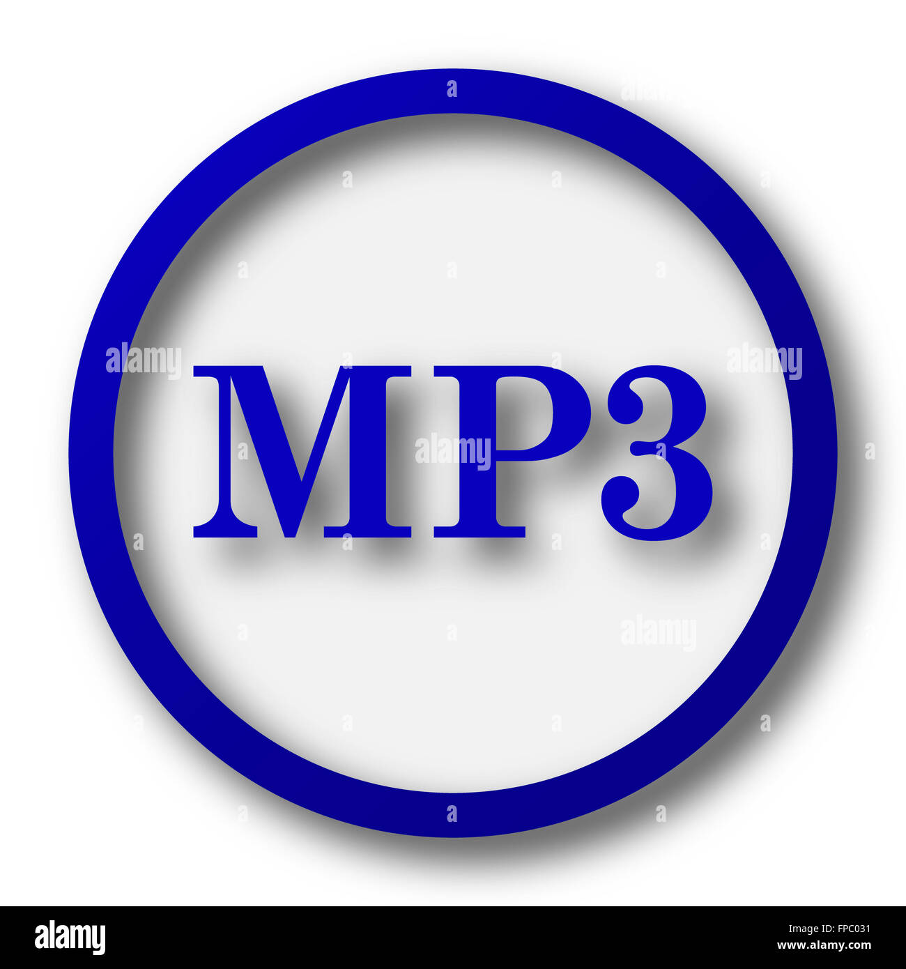 MP3 icon. Blue internet button on white background Stock Photo - Alamy
