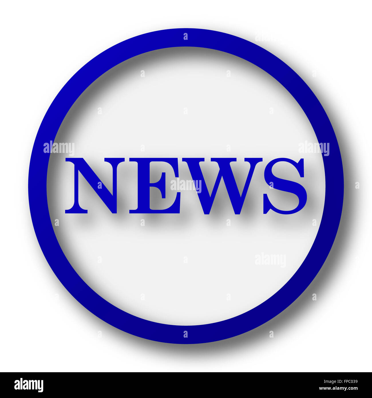 News icon. Blue internet button on white background Stock Photo - Alamy
