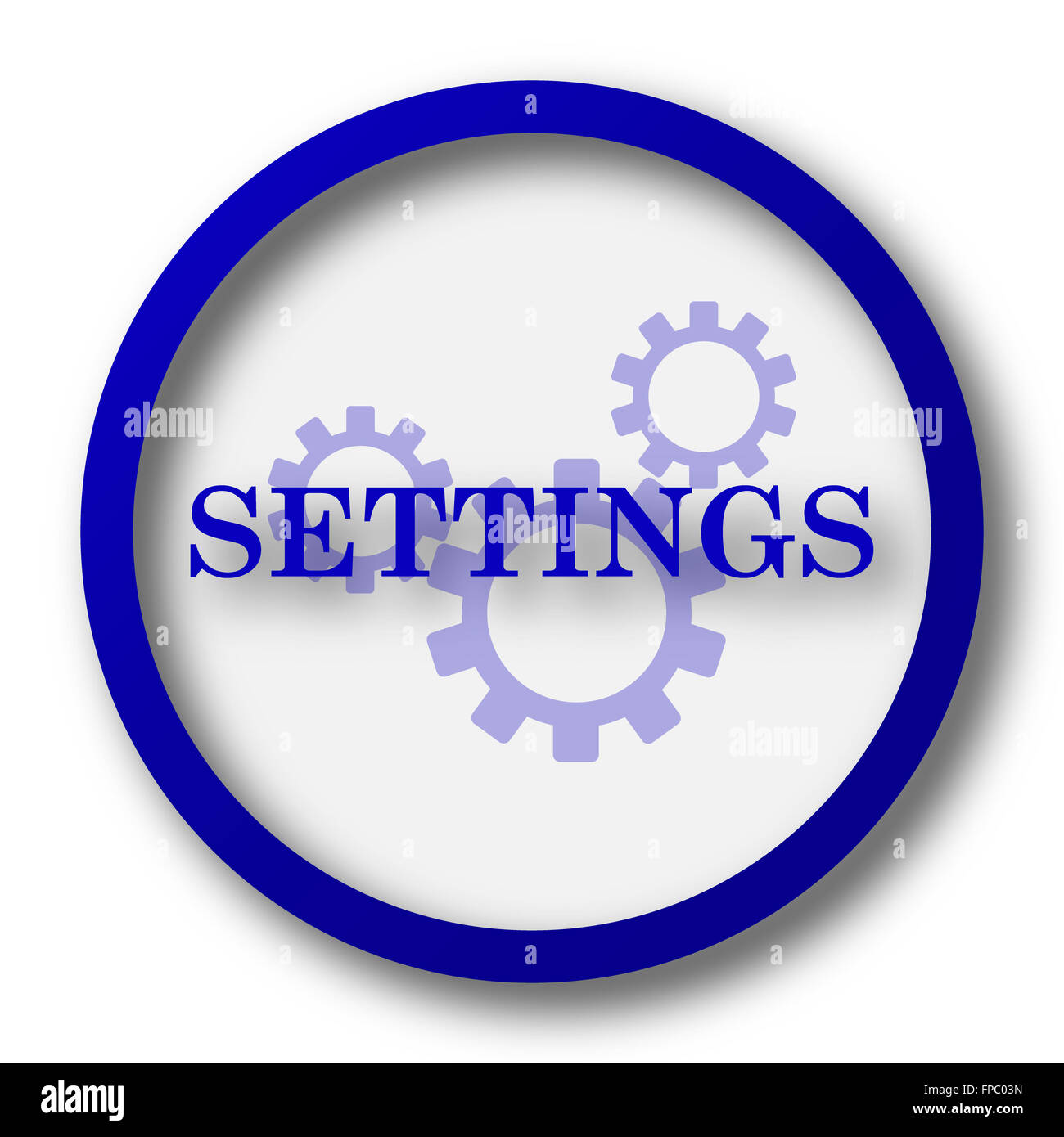 Settings icon. Blue internet button on white background Stock Photo - Alamy