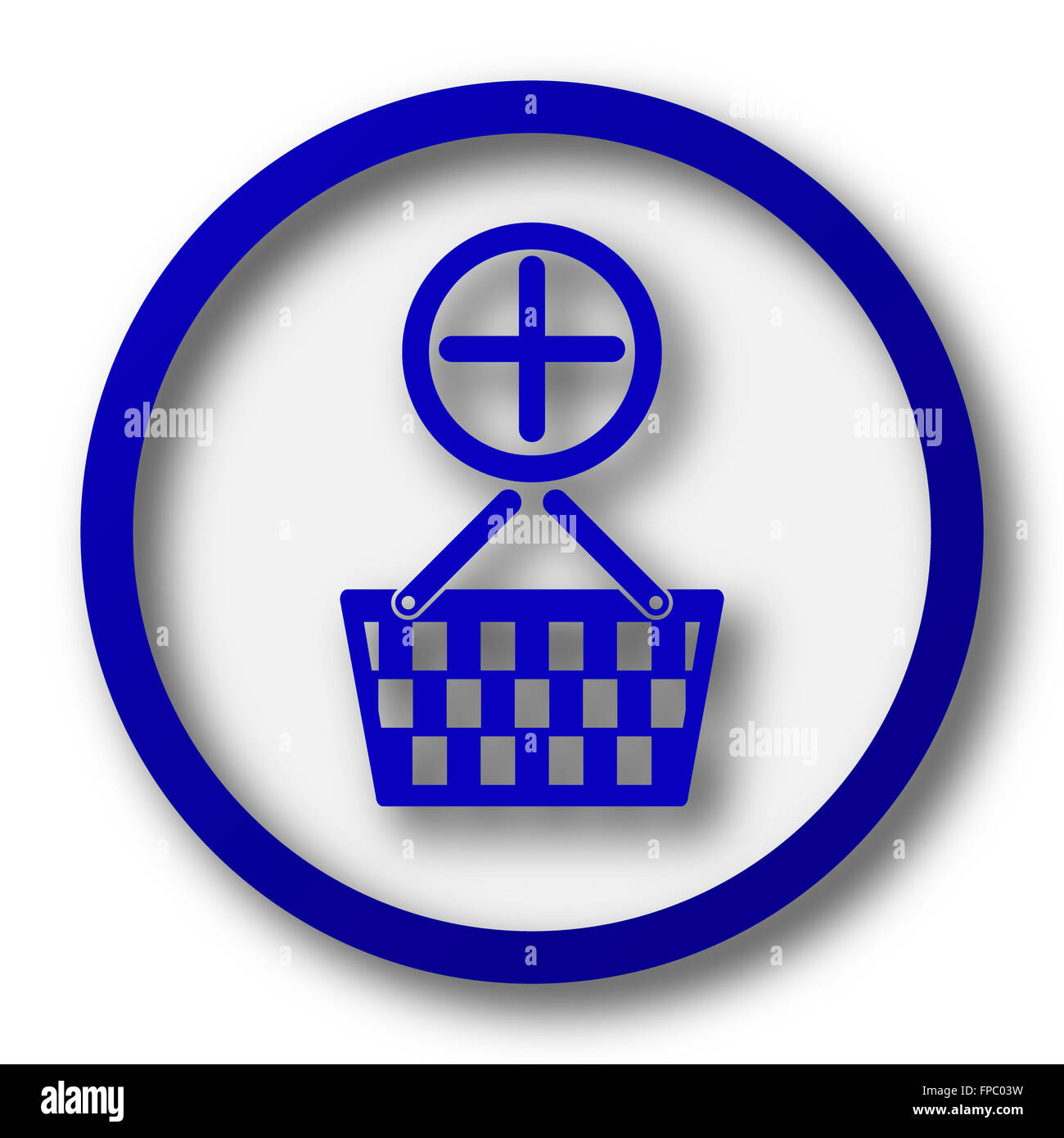 Add to basket icon. Blue internet button on white background Stock ...