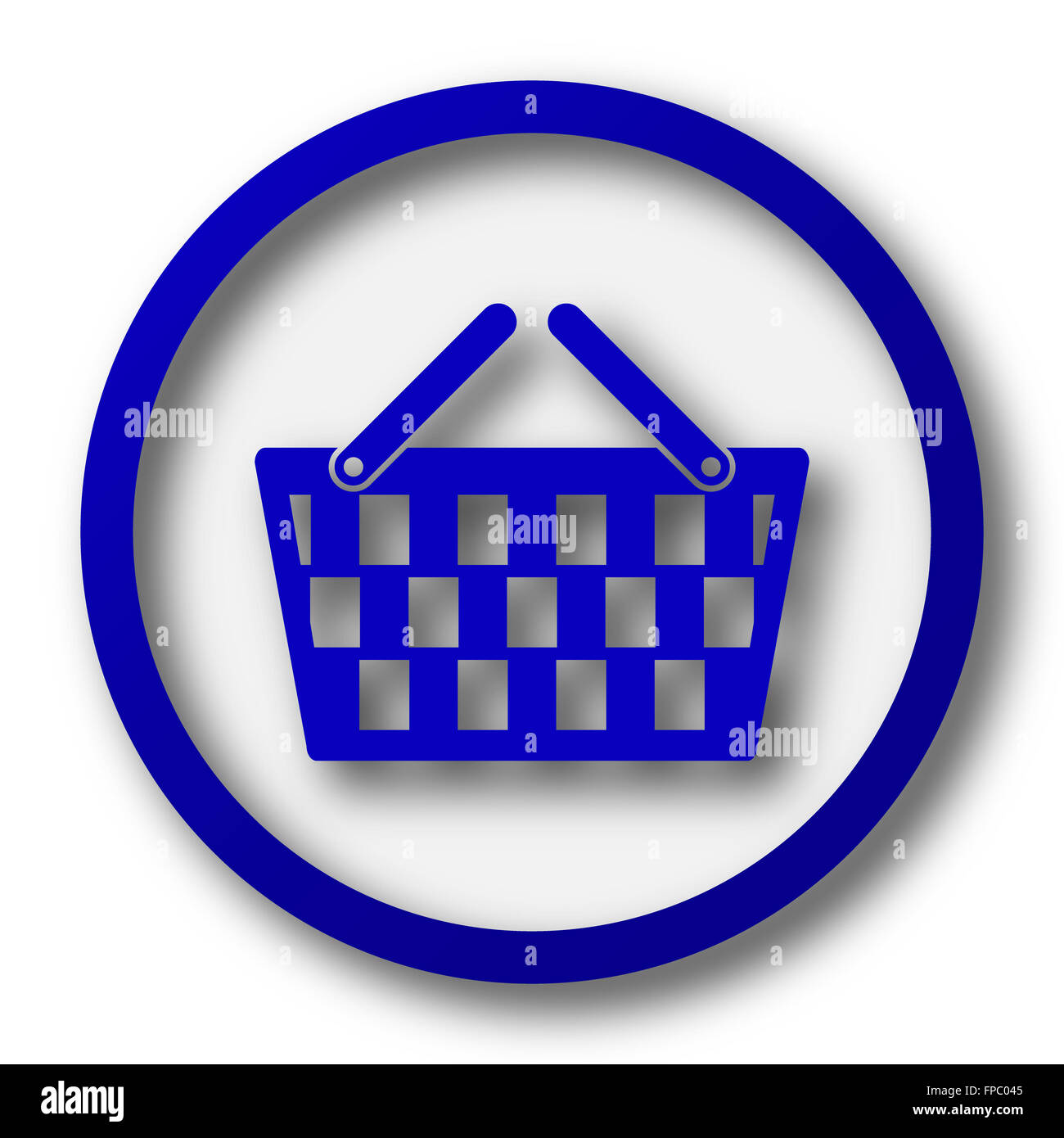 Shopping basket icon. Blue internet button on white background Stock ...