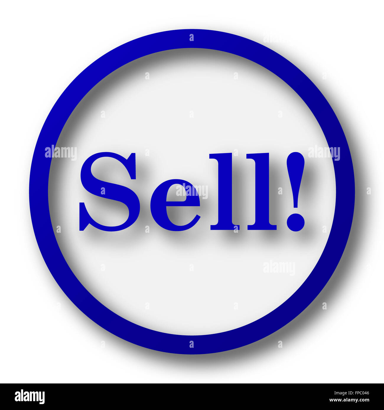 Sell icon. Blue internet button on white background Stock Photo - Alamy