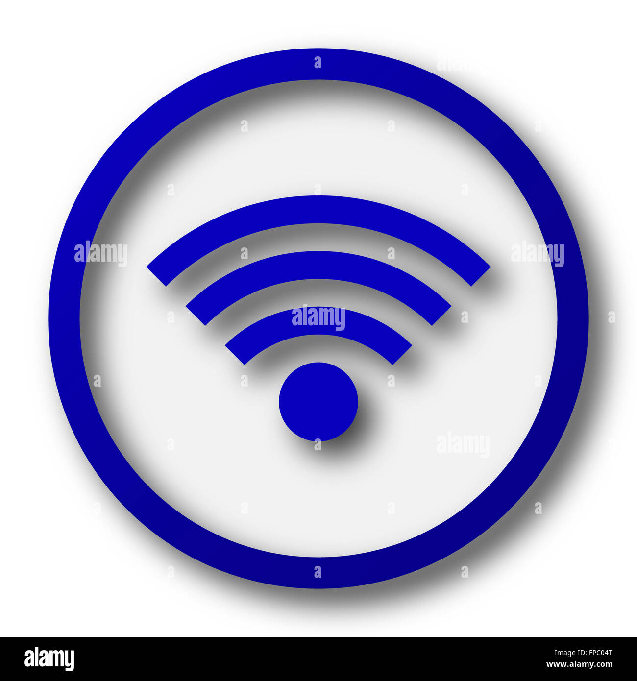 Wireless sign icon. Blue internet button on white background Stock ...