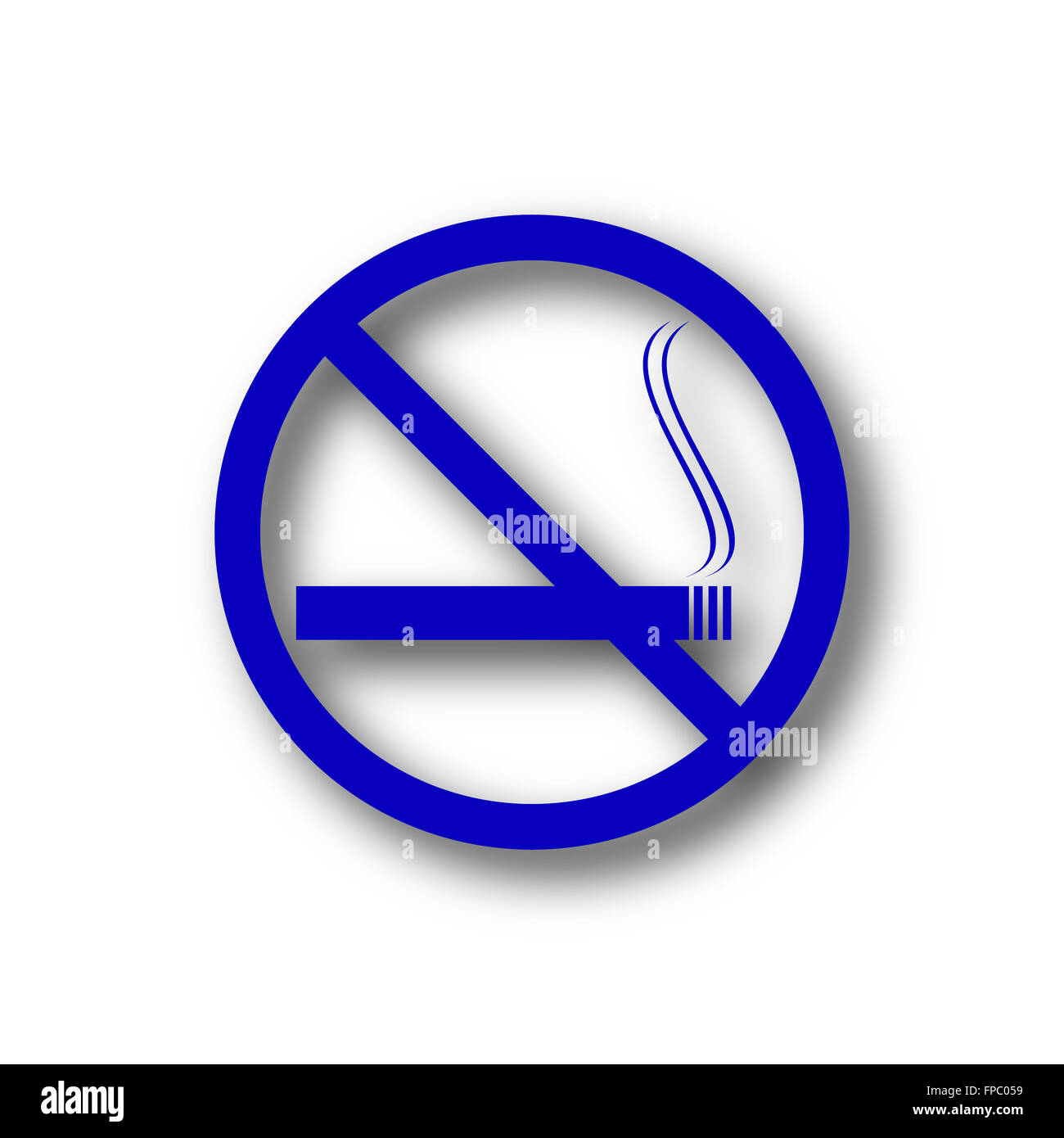 No smoking icon. Blue internet button on white background Stock Photo ...