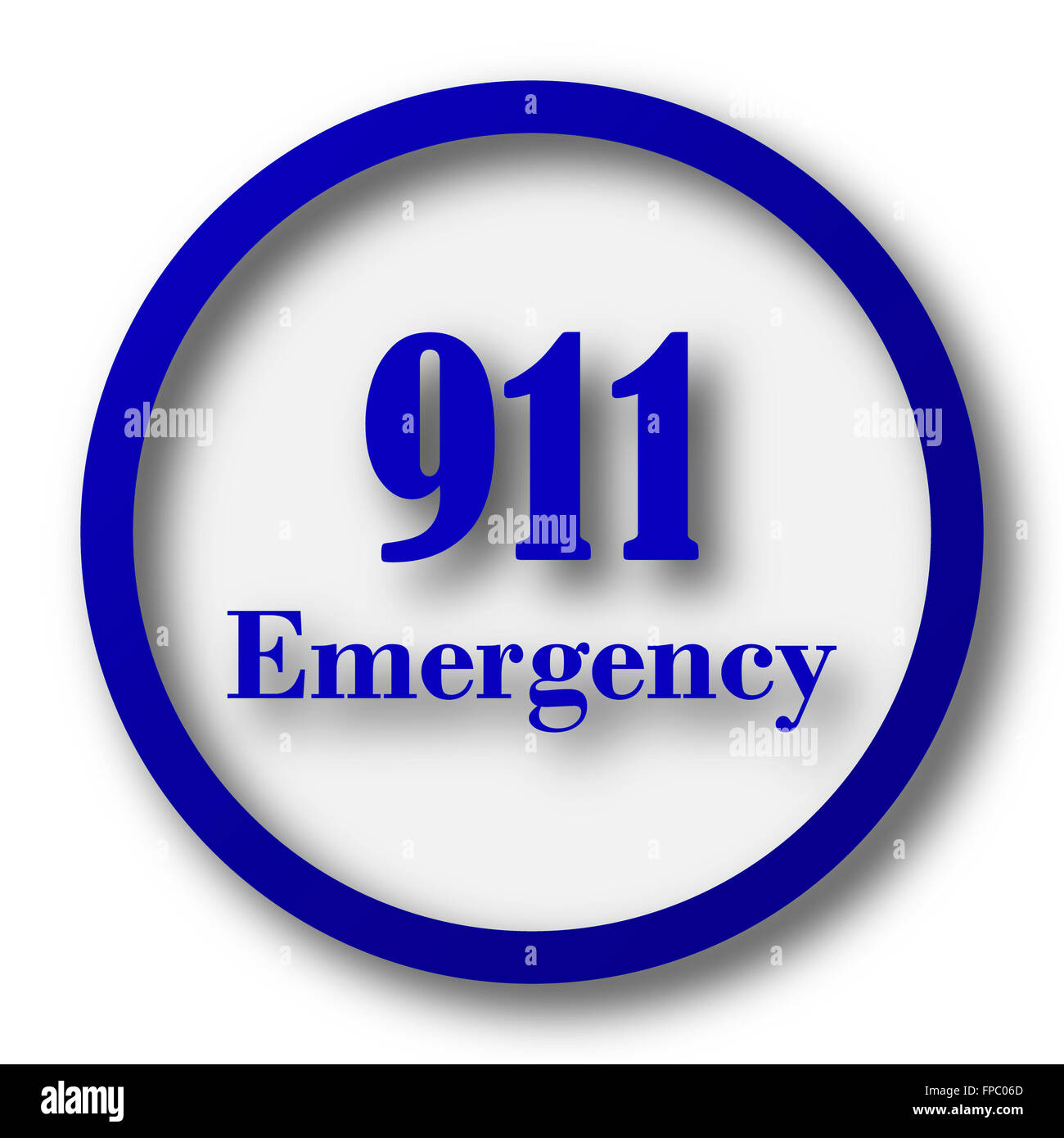911 Emergency icon. Blue internet button on white background Stock ...