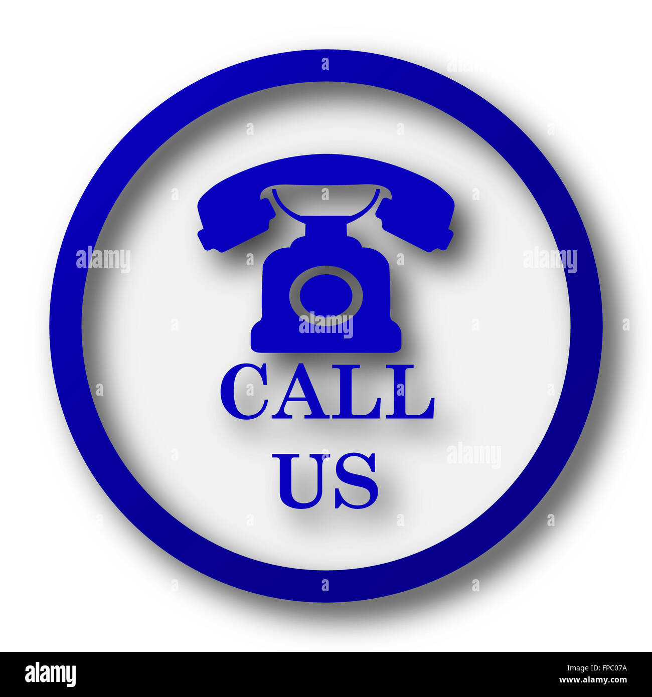 Call us icon. Blue internet button on white background Stock Photo - Alamy