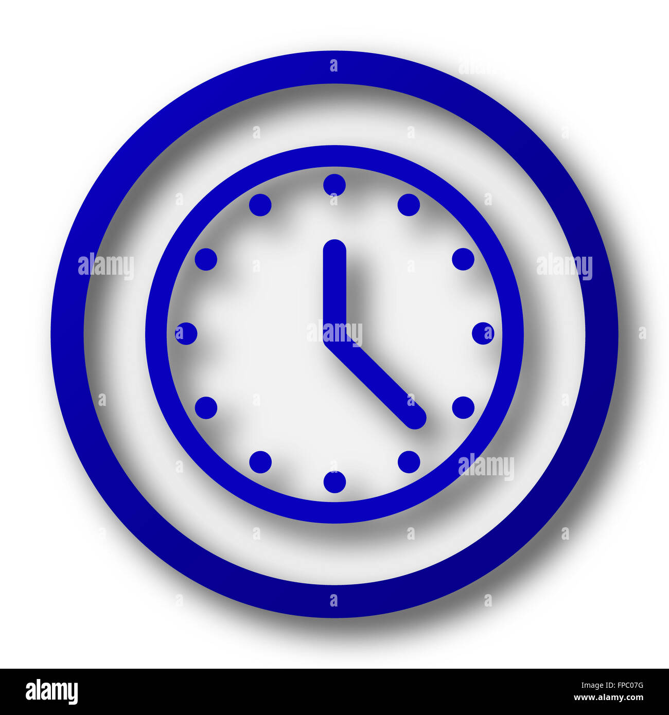 Clock icon. Blue internet button on white background Stock Photo - Alamy
