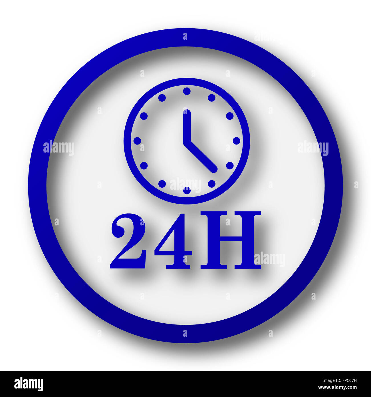 24H clock icon. Blue internet button on white background Stock Photo ...