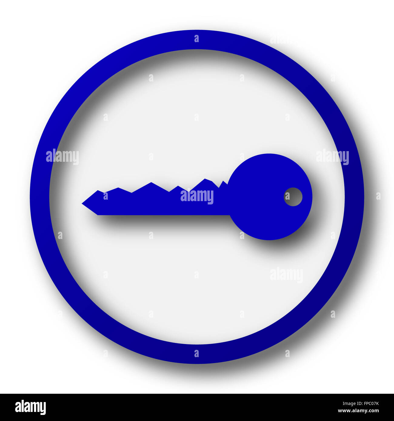Key icon. Blue internet button on white background Stock Photo - Alamy