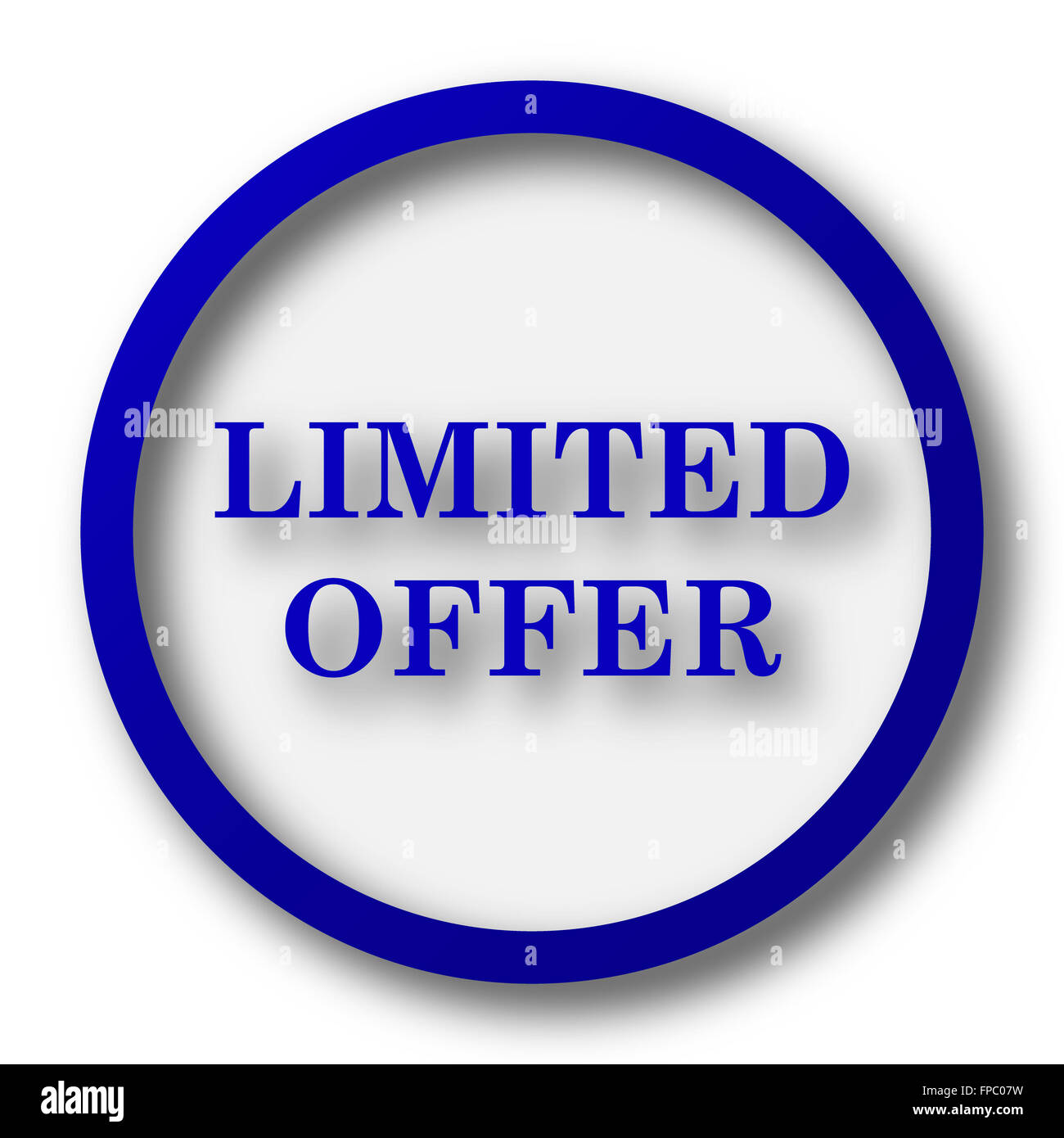 Limited offer icon. Blue internet button on white background Stock ...