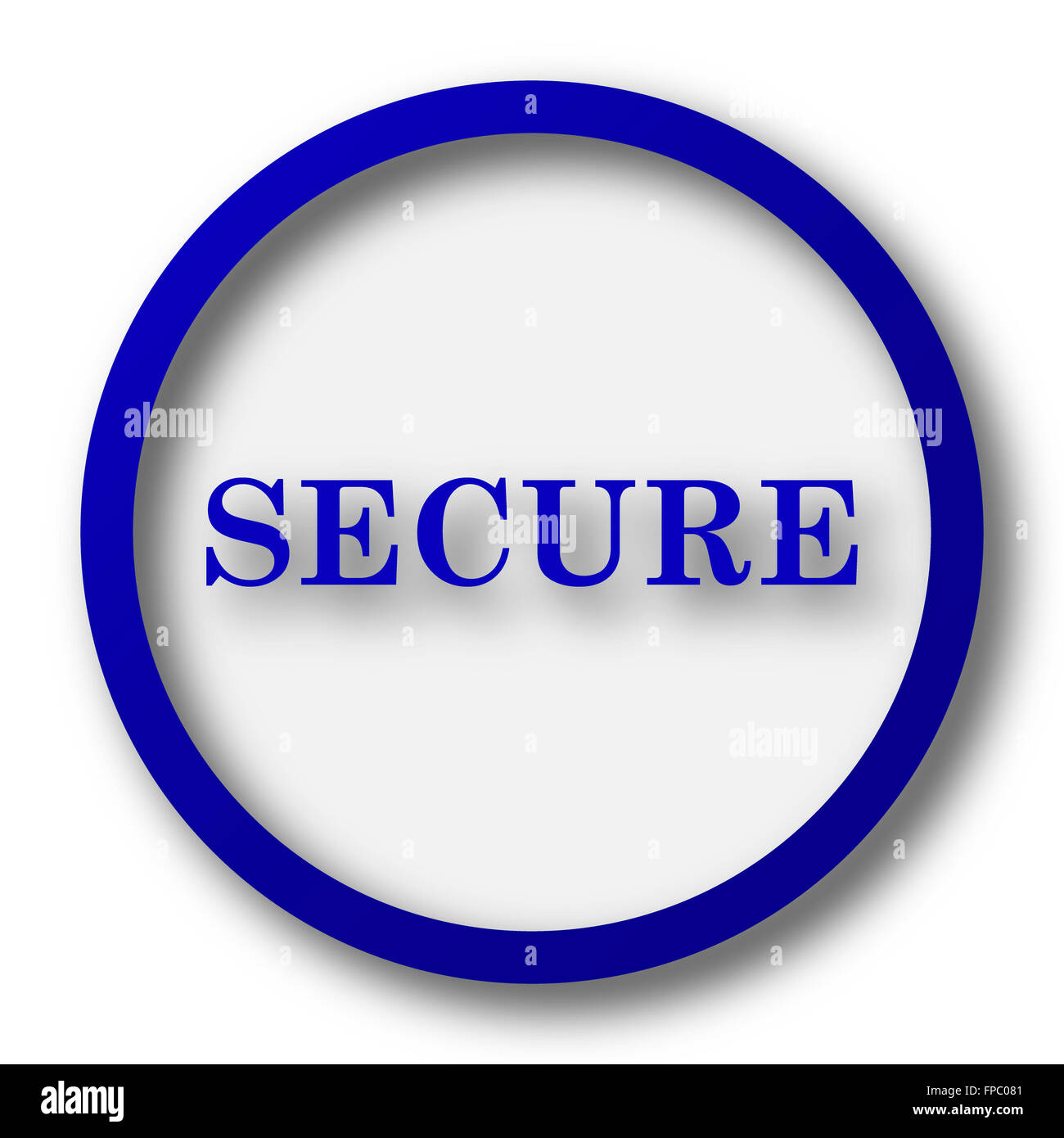 Secure icon. Blue internet button on white background Stock Photo - Alamy