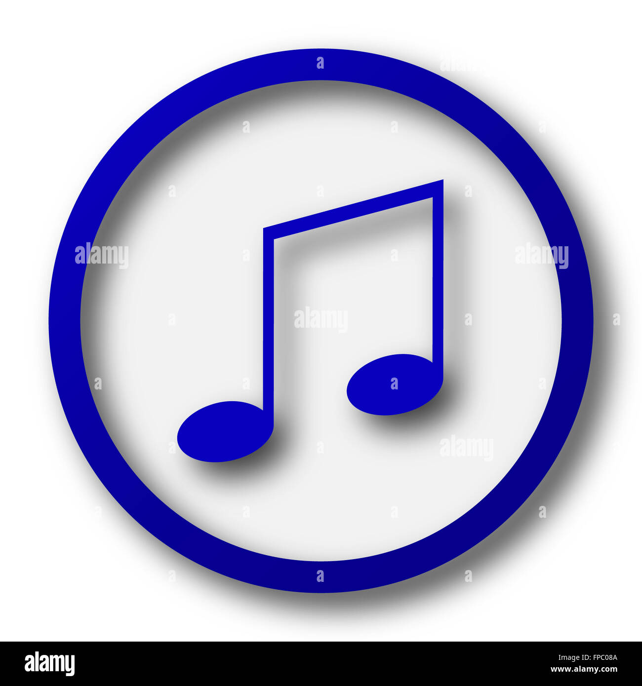 Music icon. Blue internet button on white background Stock Photo - Alamy