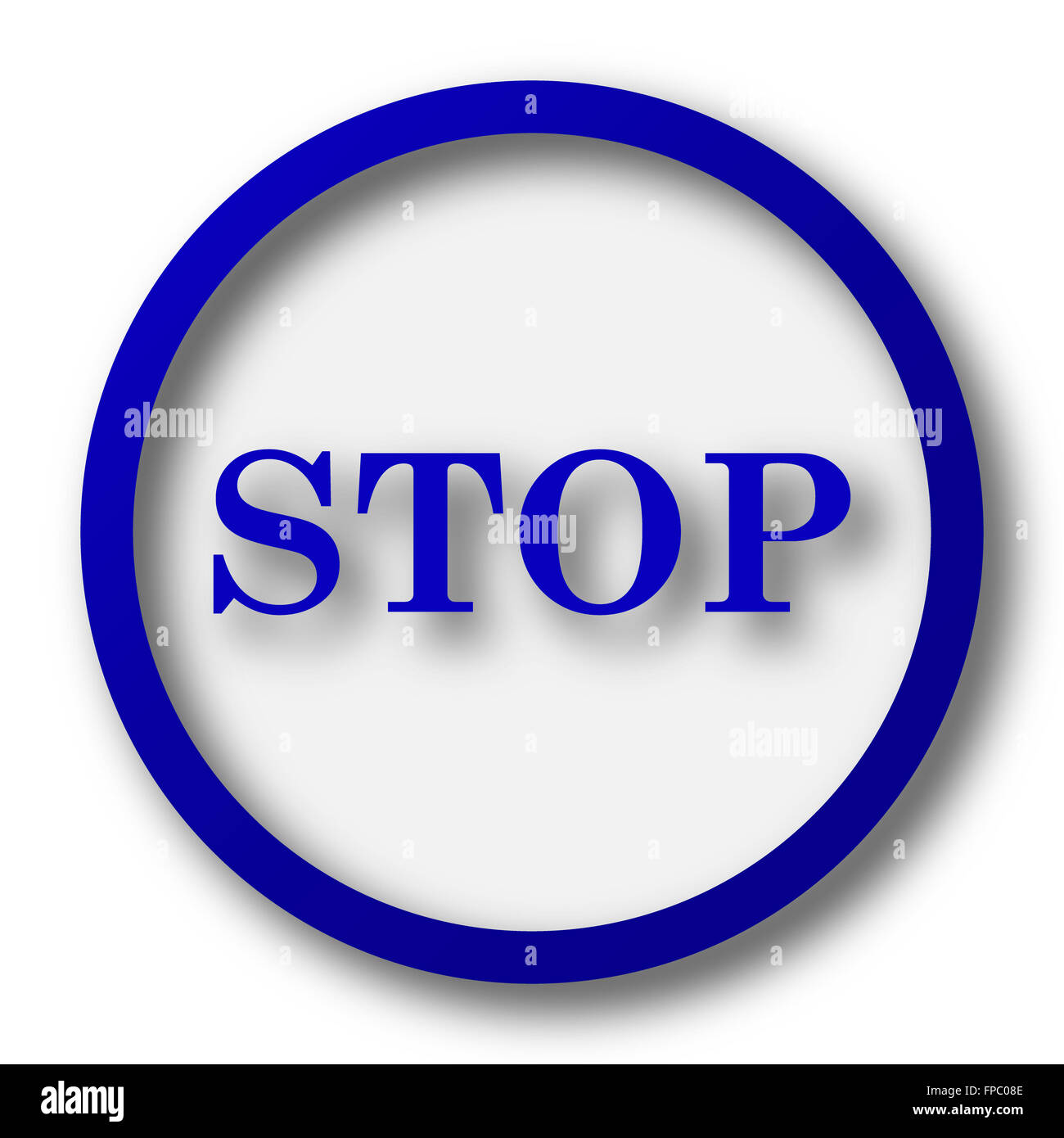 Stop icon. Blue internet button on white background Stock Photo - Alamy