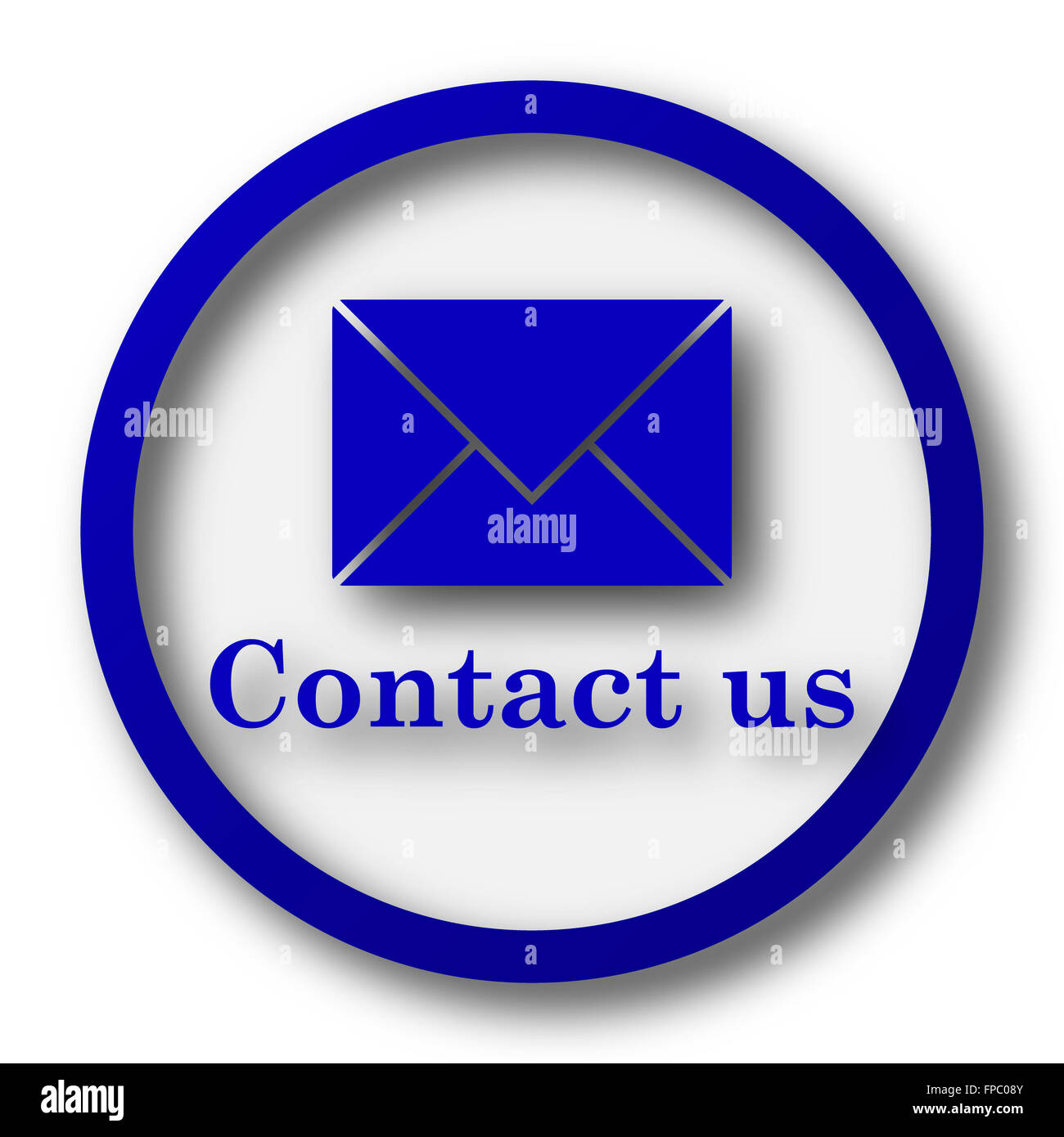 Contact us icon. Blue internet button on white background Stock Photo ...