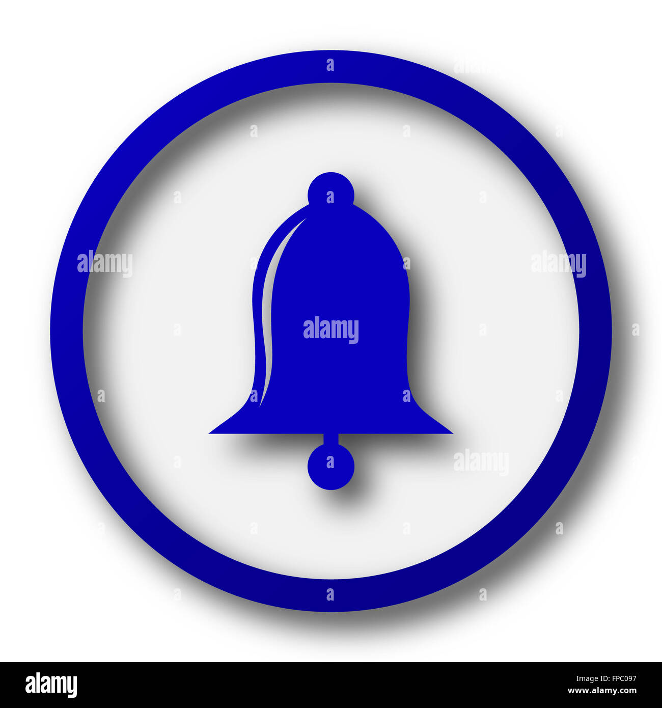 Bell icon. Blue internet button on white background Stock Photo - Alamy