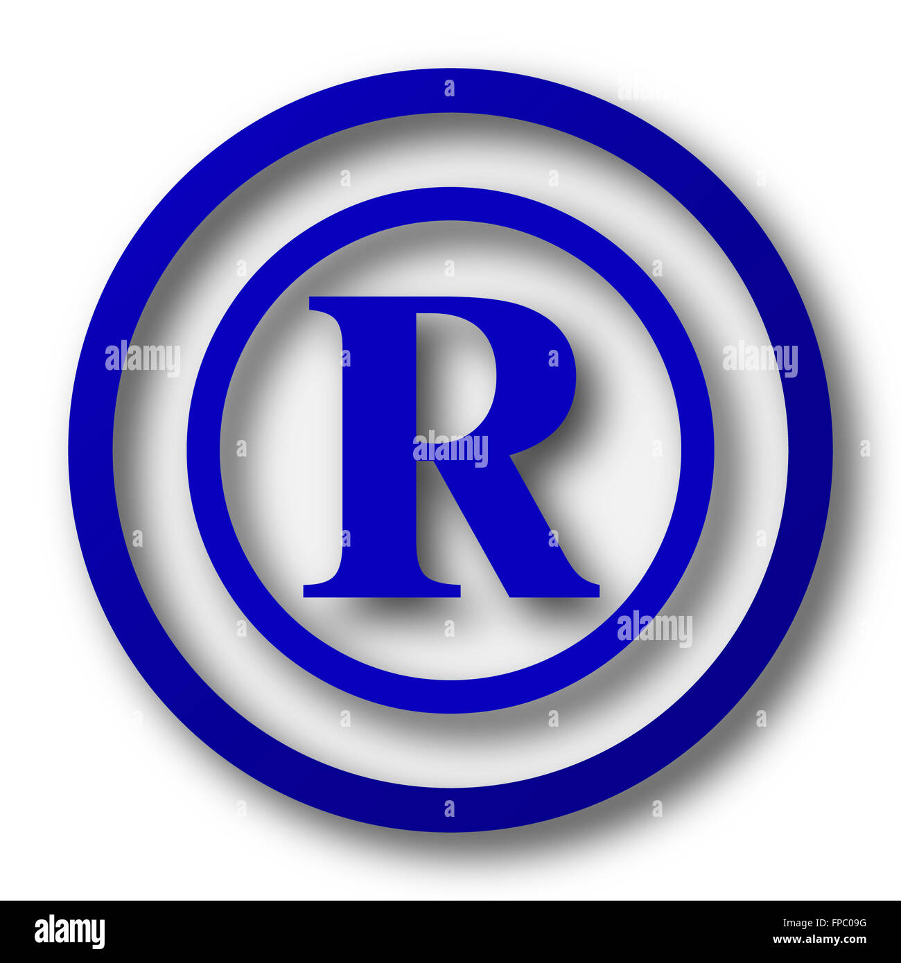 Registered mark icon. Blue internet button on white background Stock ...