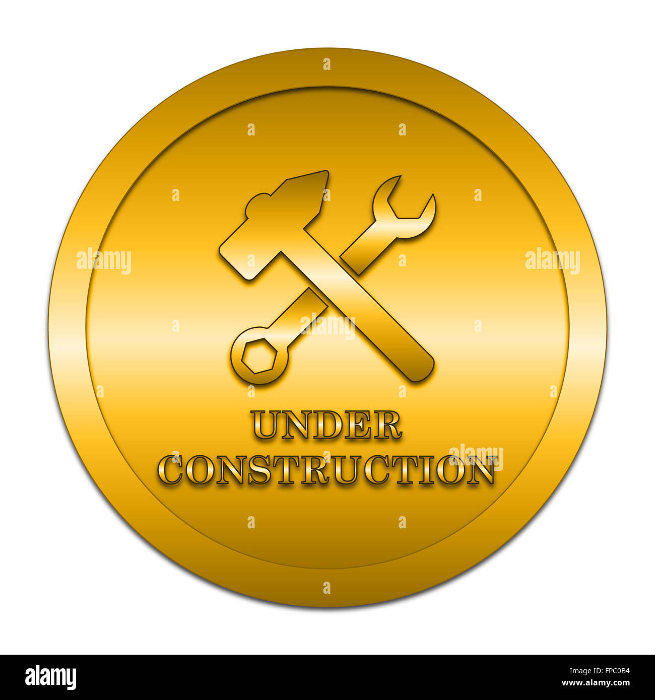 Under construction icon. Internet button on white background Stock ...