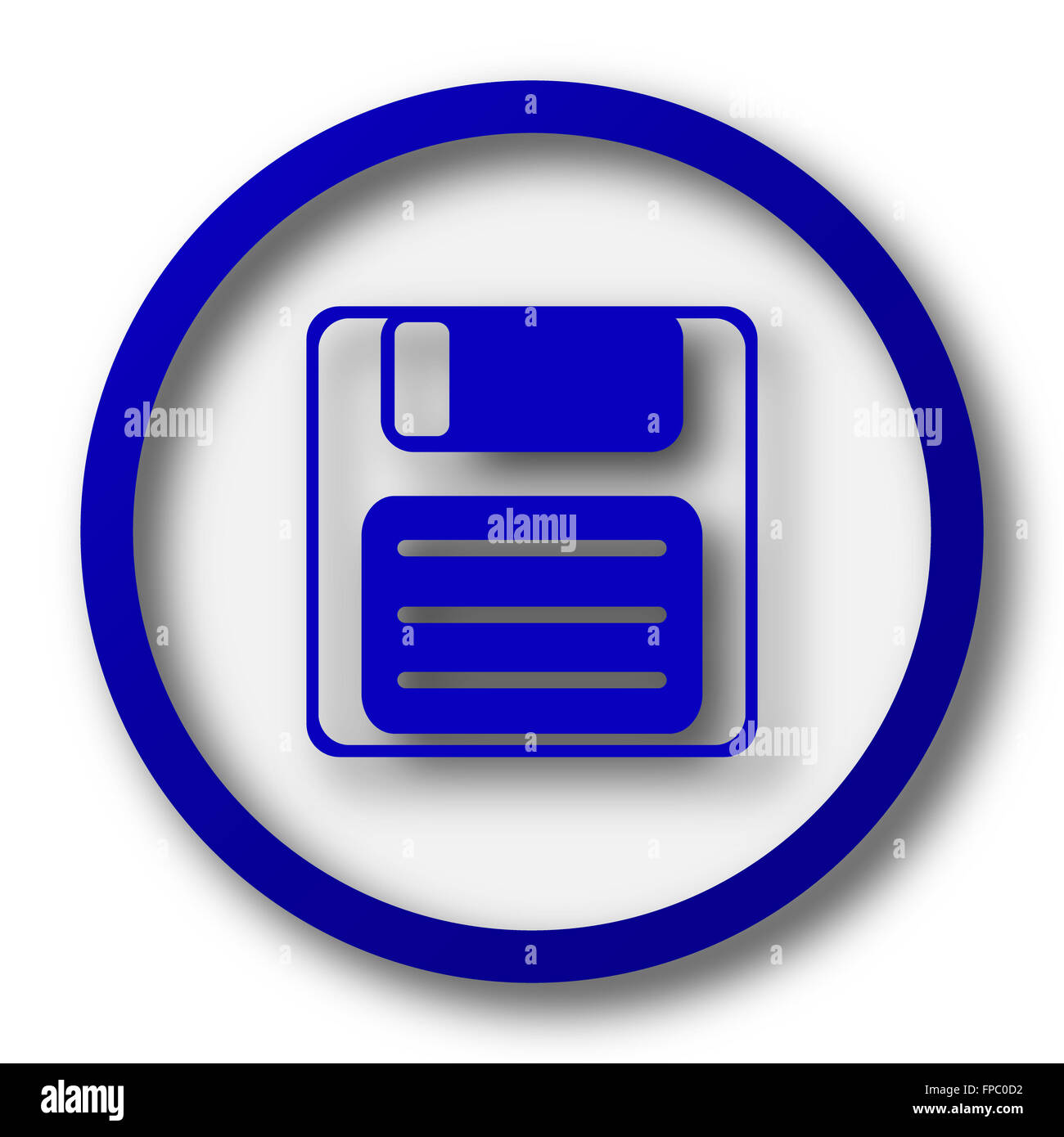 Save icon. Blue internet button on white background Stock Photo - Alamy