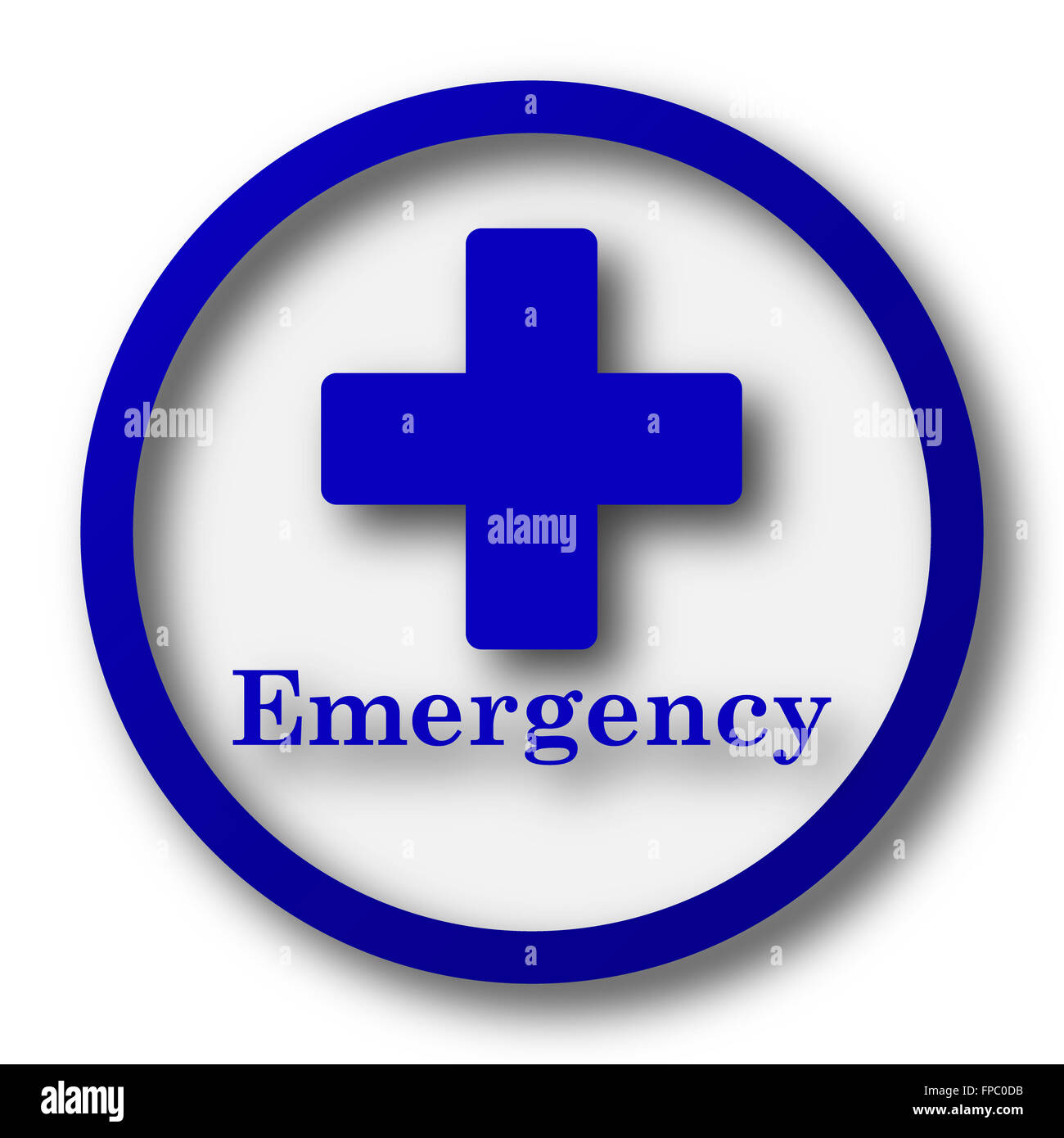 Emergency icon. Blue internet button on white background Stock Photo ...