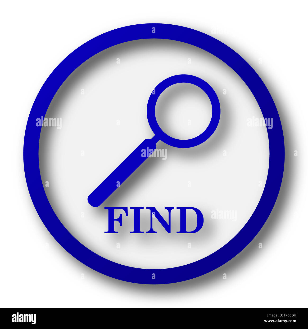 Find icon. Blue internet button on white background Stock Photo - Alamy