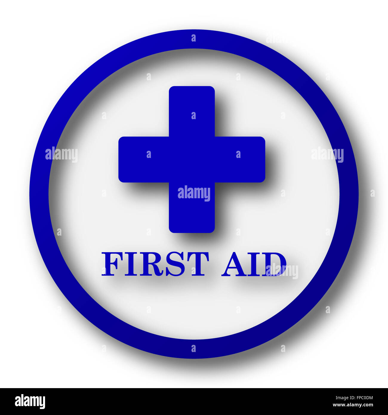 First aid icon. Blue internet button on white background Stock Photo ...