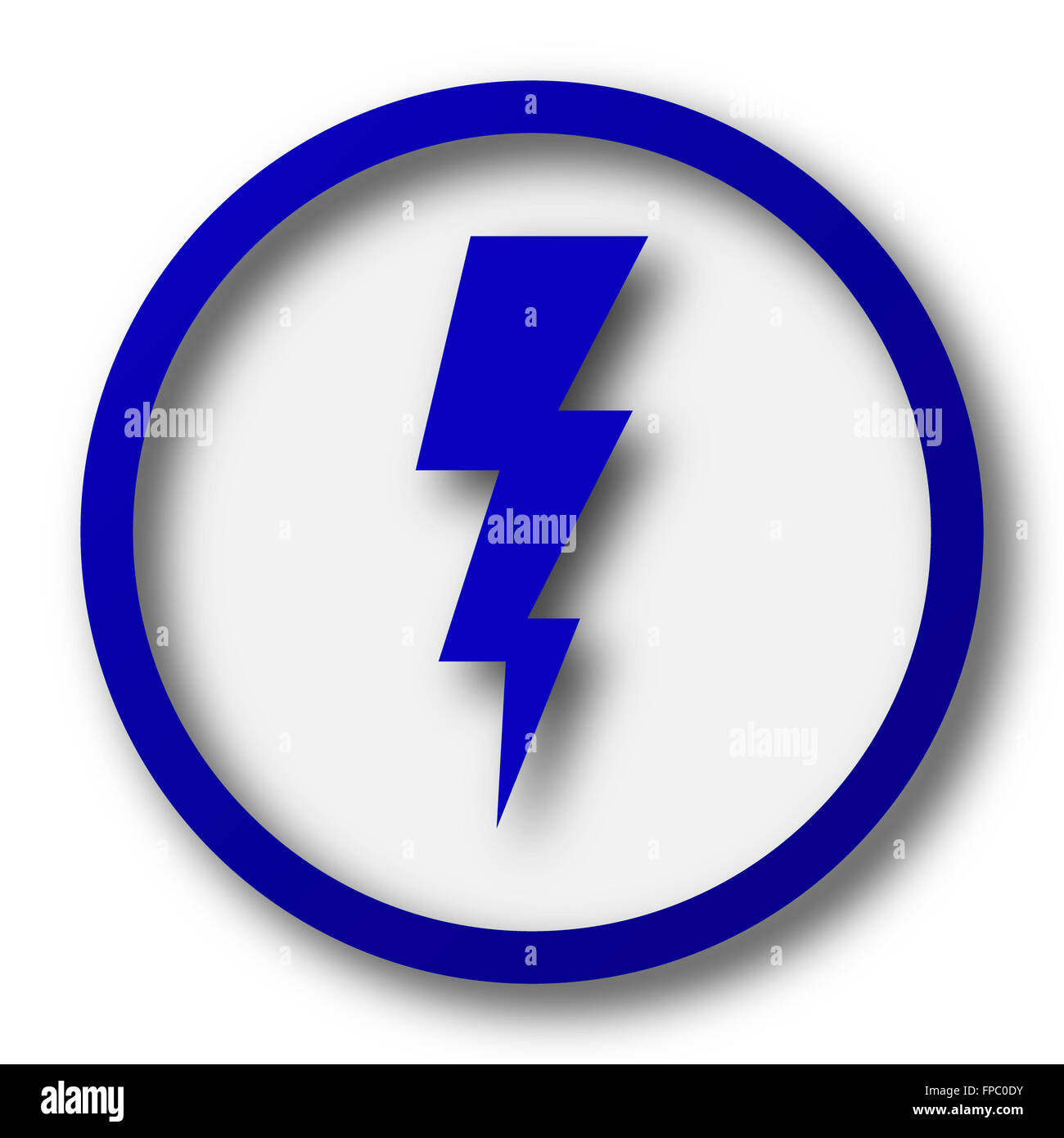 Lightning icon. Blue internet button on white background Stock Photo ...