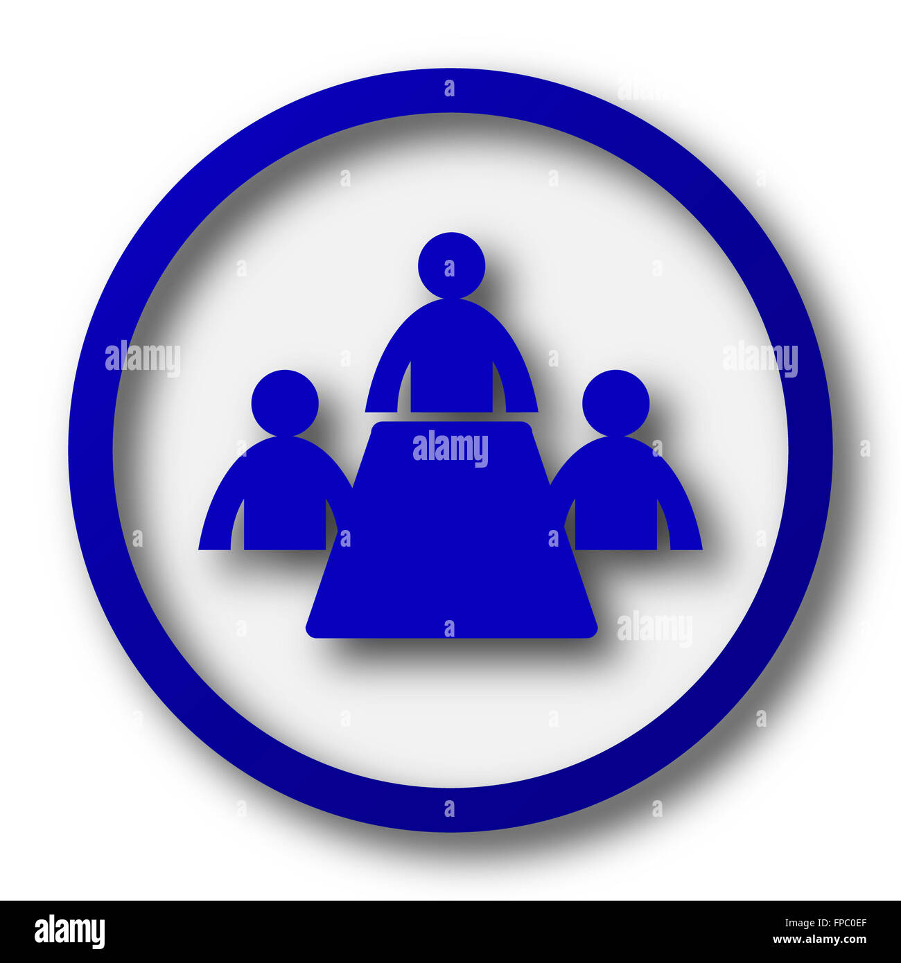 Meeting room icon. Blue internet button on white background Stock Photo ...
