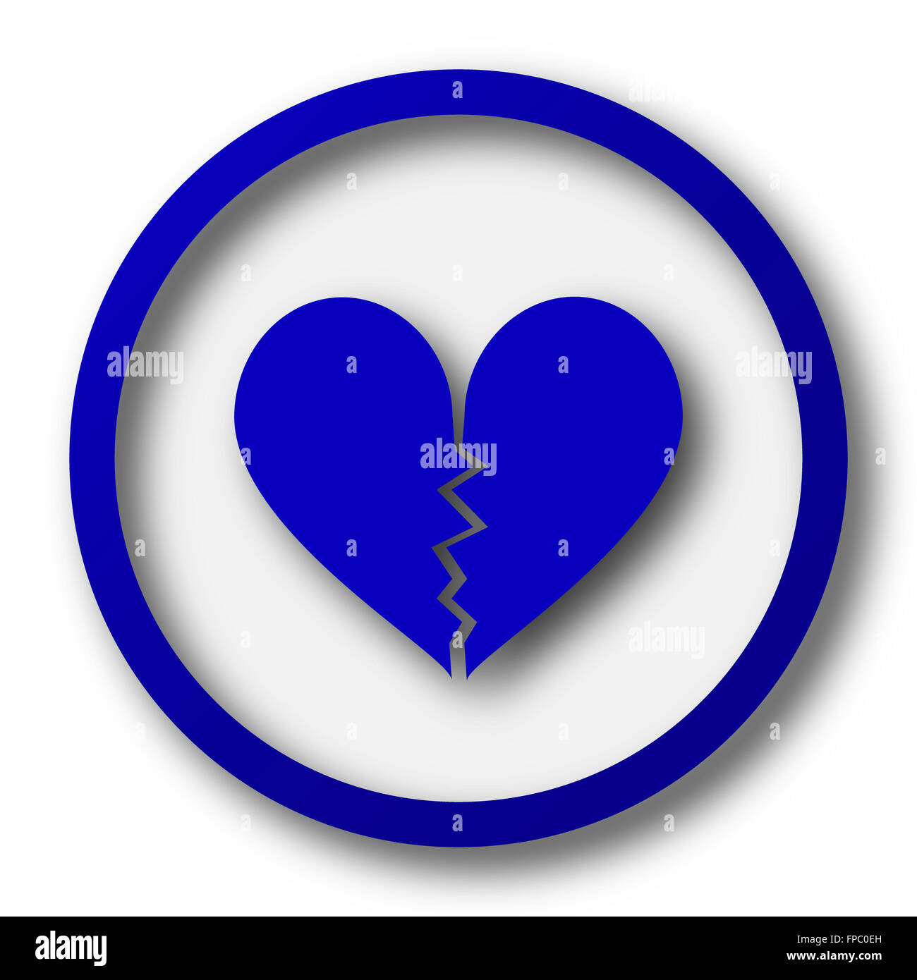 Broken heart icon. Blue internet button on white background Stock Photo ...
