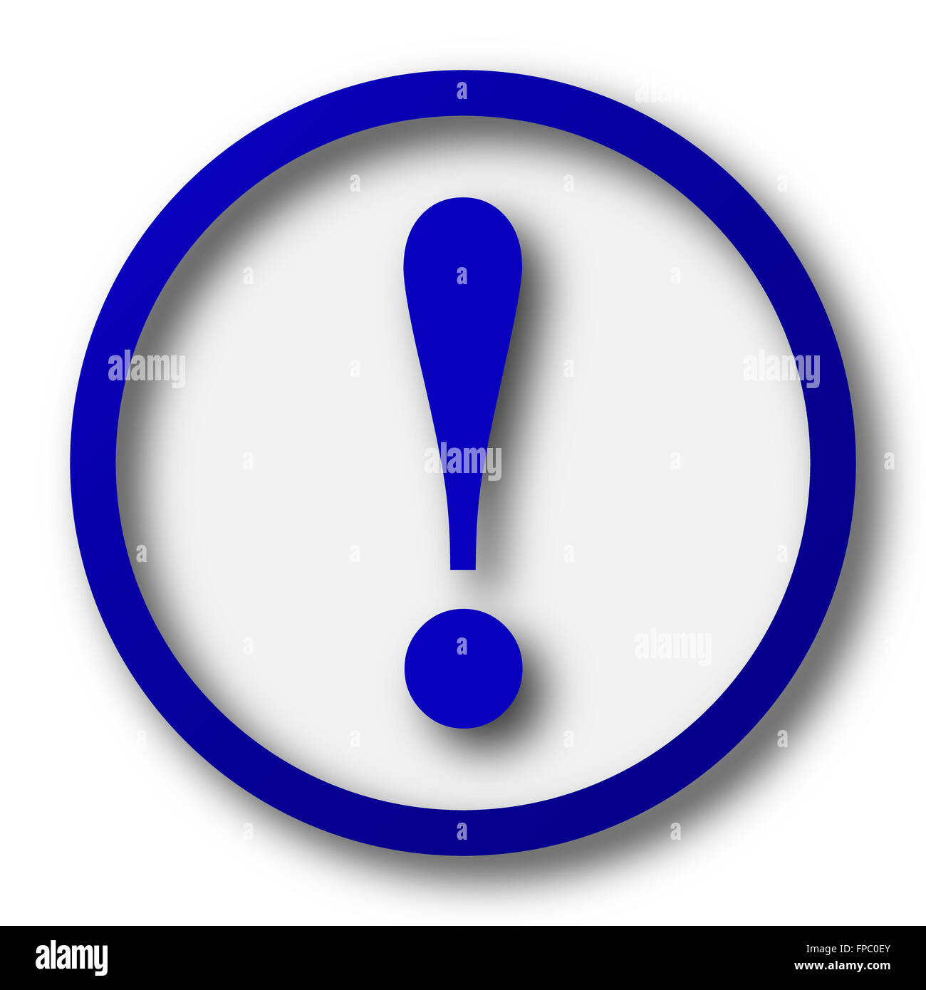 Attention icon. Blue internet button on white background Stock Photo ...