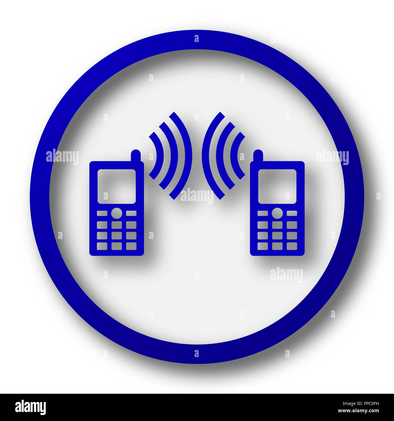 Communication icon. Blue internet button on white background Stock ...