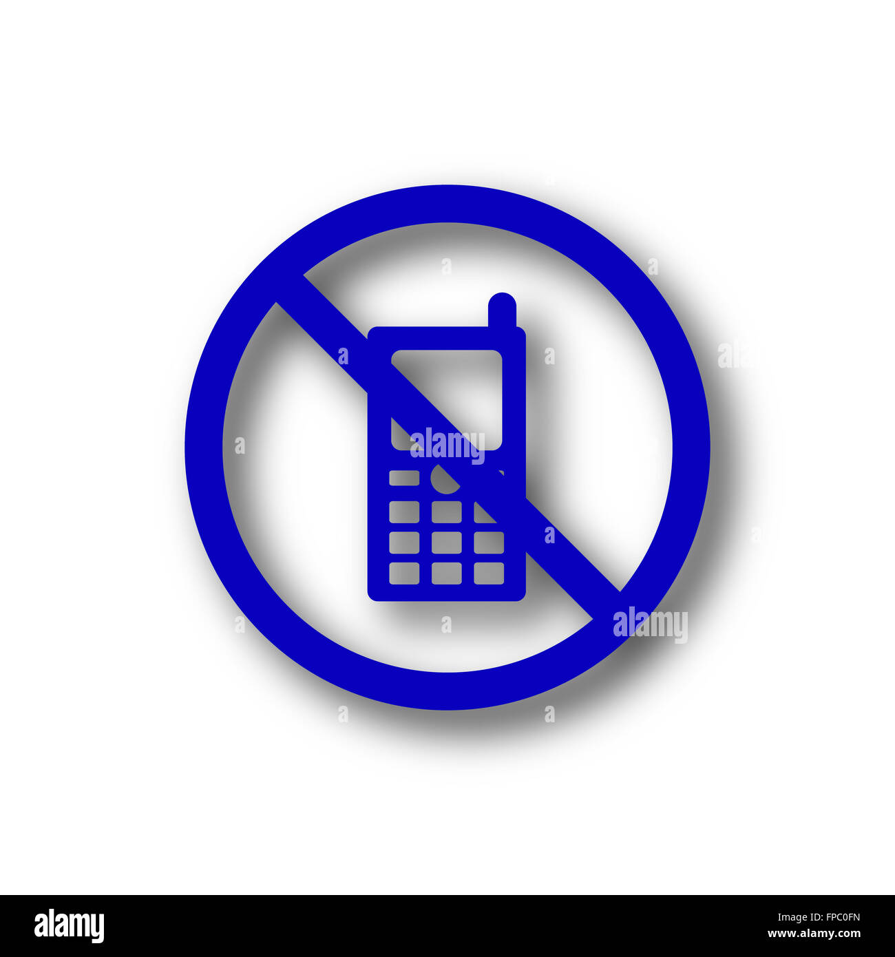Mobile phone restricted icon. Blue internet button on white background ...