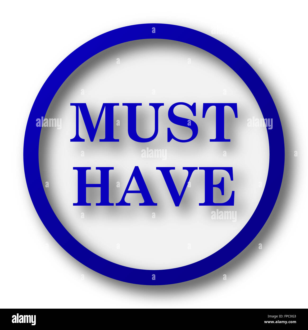 Must have icon. Blue internet button on white background Stock Photo ...