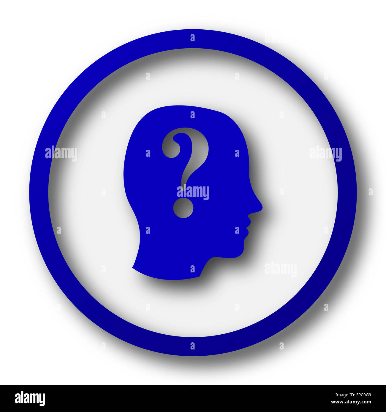 Quiz icon. Blue internet button on white background Stock Photo - Alamy