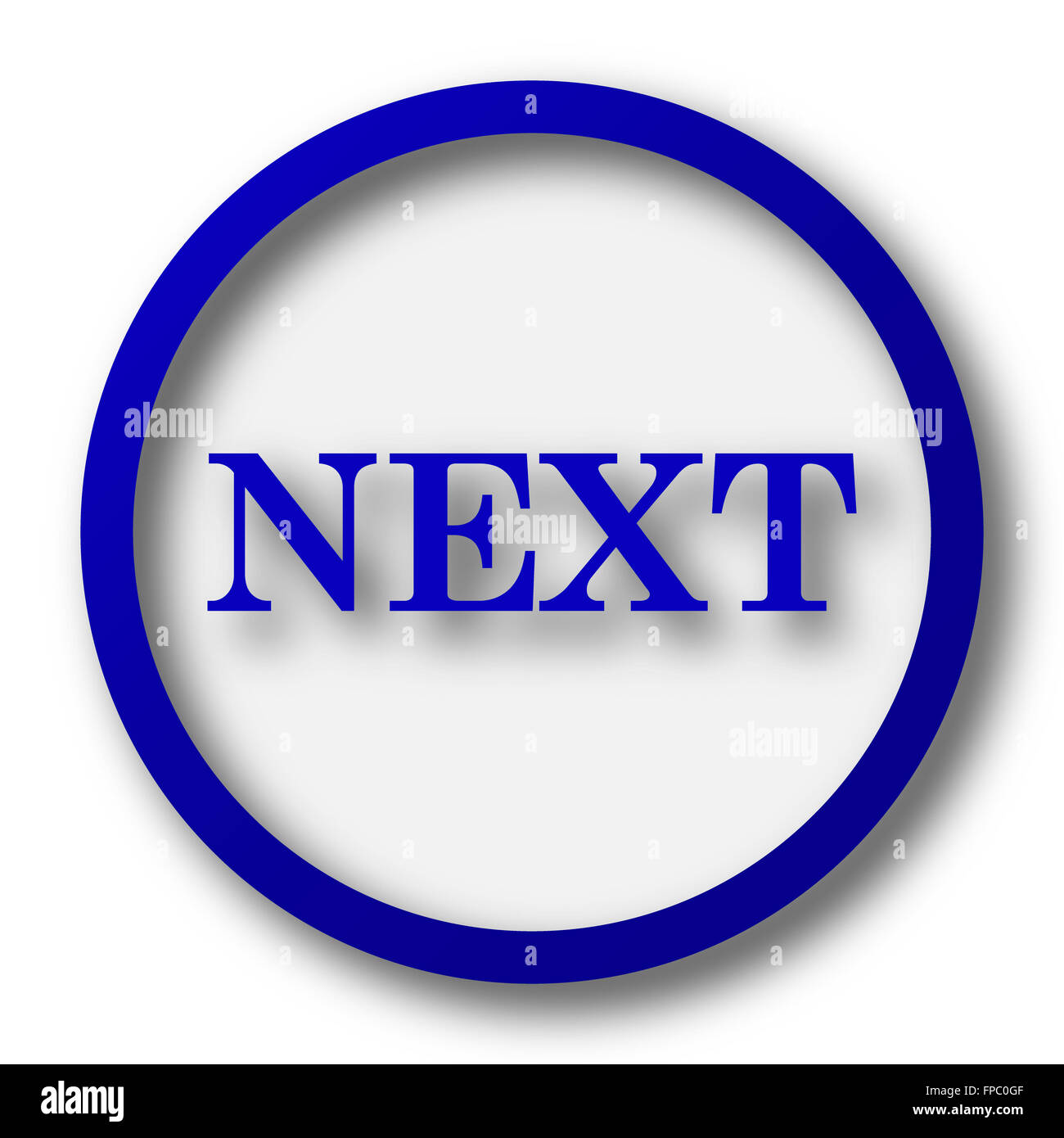 Next icon. Blue internet button on white background Stock Photo - Alamy