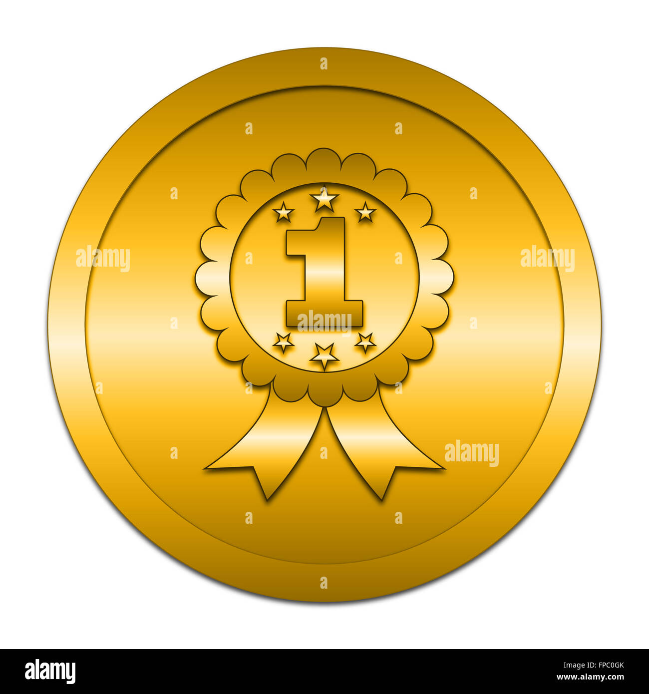 First prize ribbon icon. Internet button on white background Stock ...