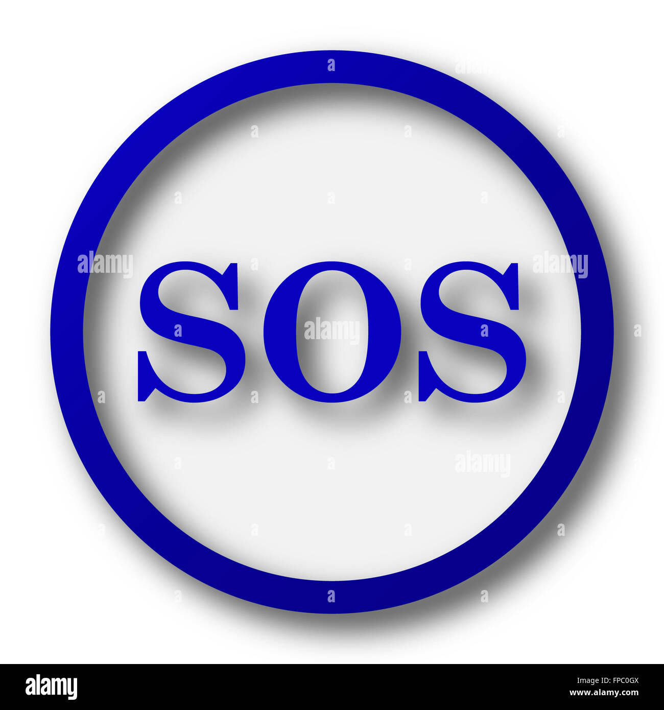 SOS icon. Blue internet button on white background Stock Photo - Alamy