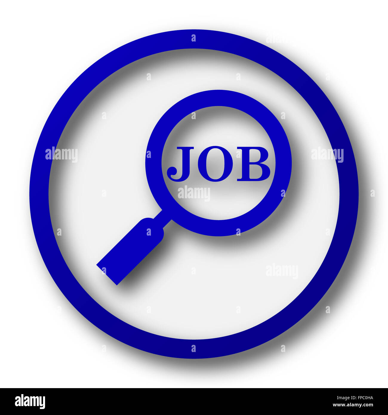 Search for job icon. Blue internet button on white background Stock ...