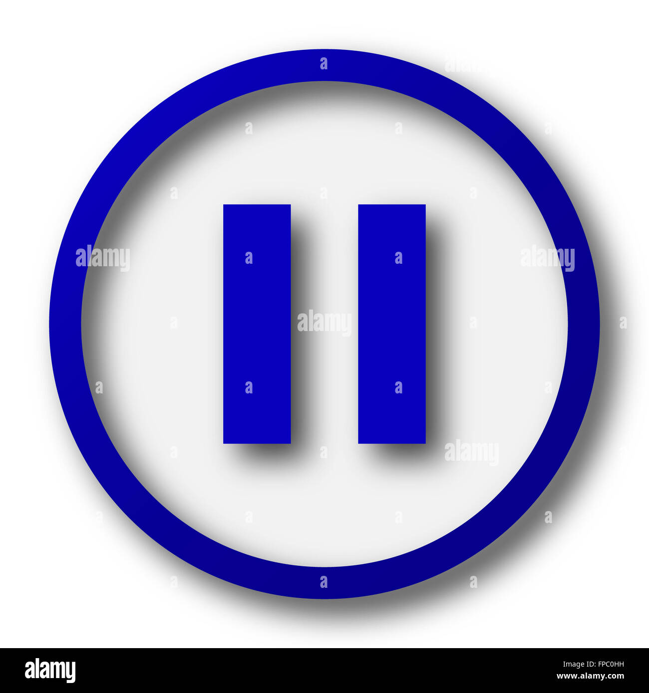 Pause icon. Blue internet button on white background Stock Photo - Alamy