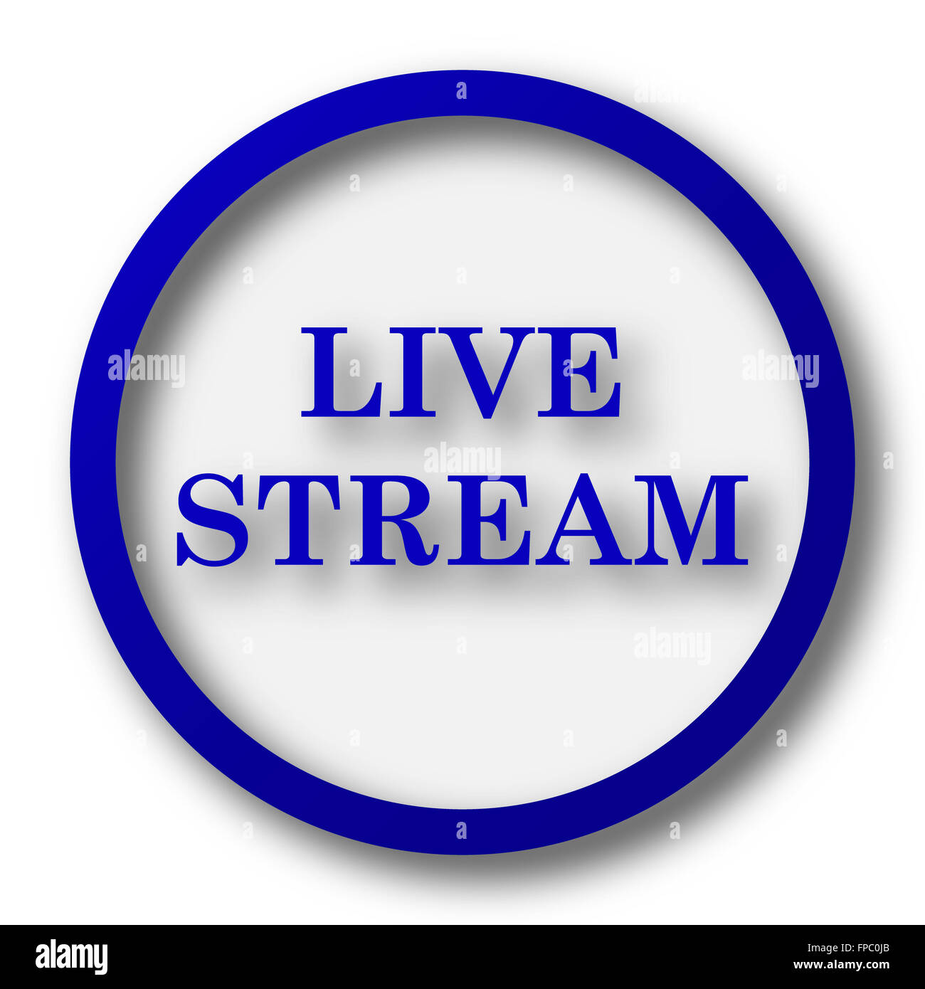 Live stream icon. Blue internet button on white background Stock Photo ...